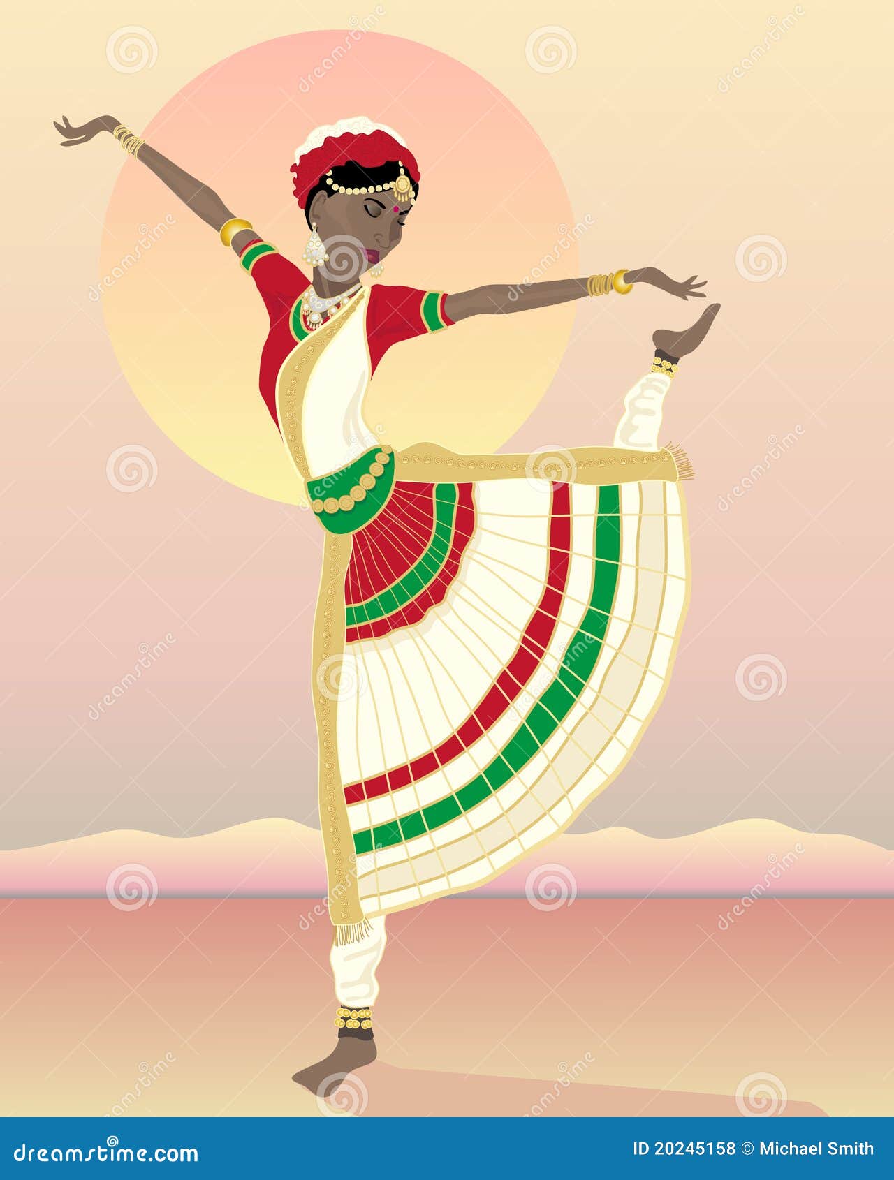 Asian dancer stock vector. Illustration of flowers, ceremonial - 20245158