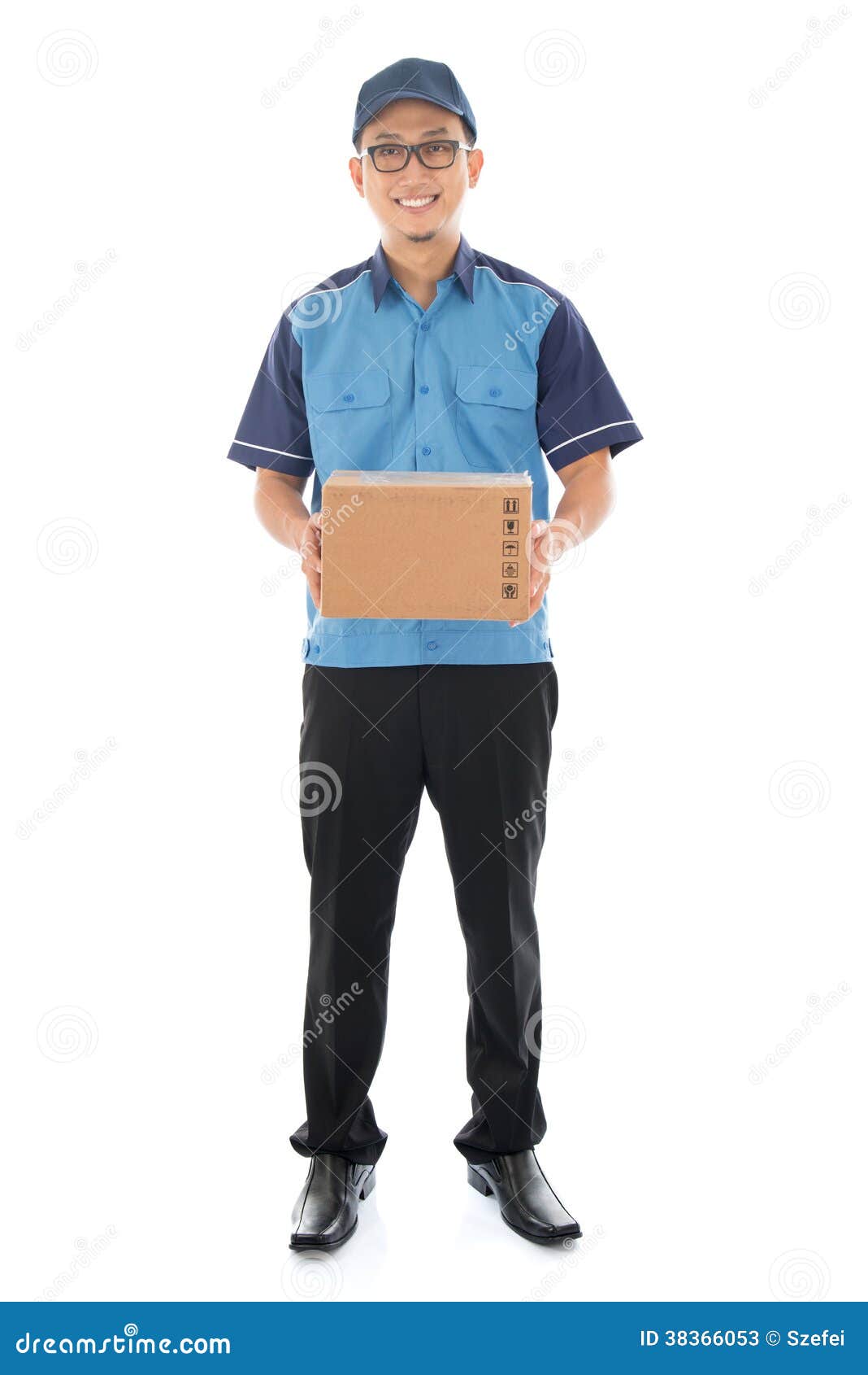 Asian delivery person stock image. Image of board, packaging - 38366053