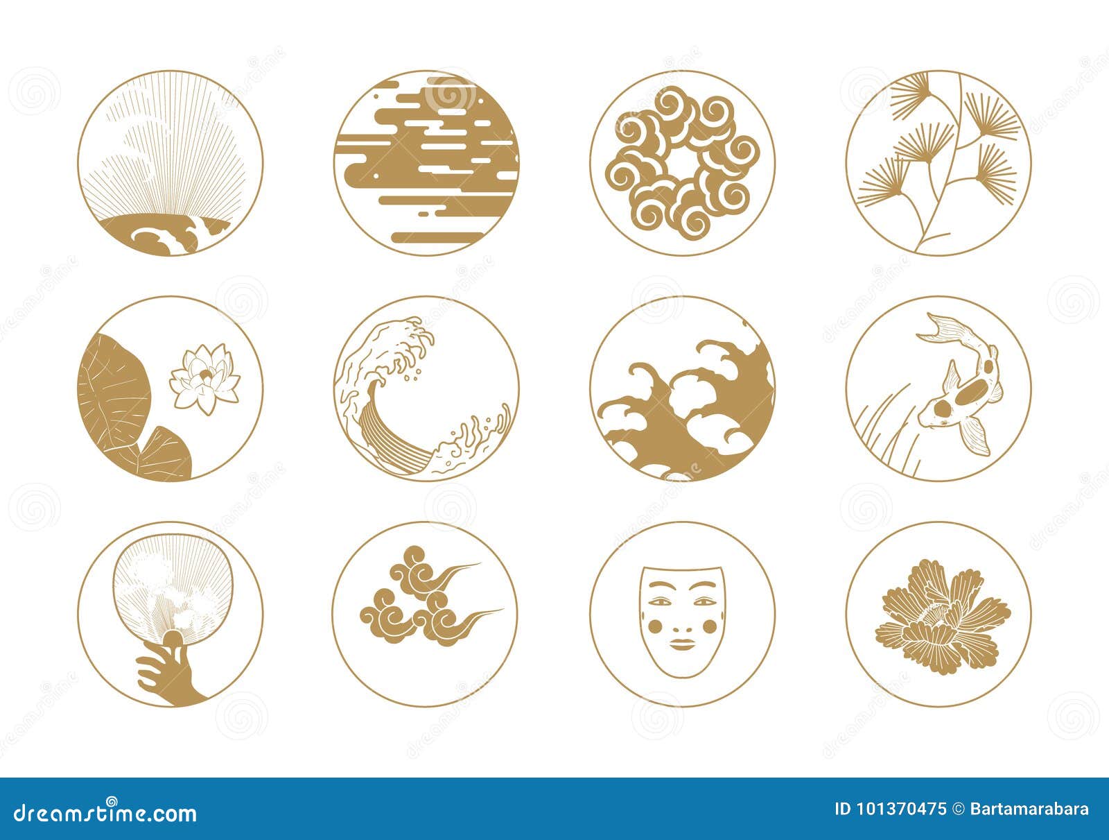 Asian Design Elements. stock vector. Illustration of graphic - 101370475