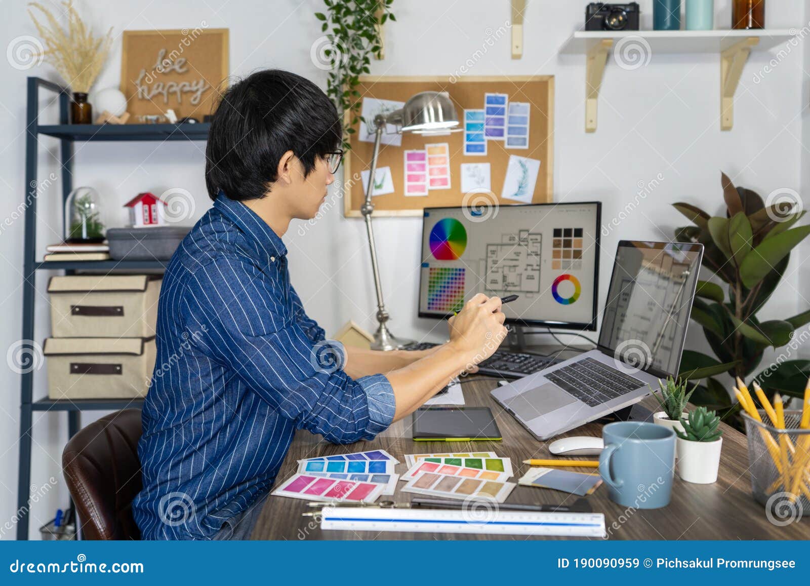 Asian Designer or Creative Occupation Design Studio Artist Working on ...