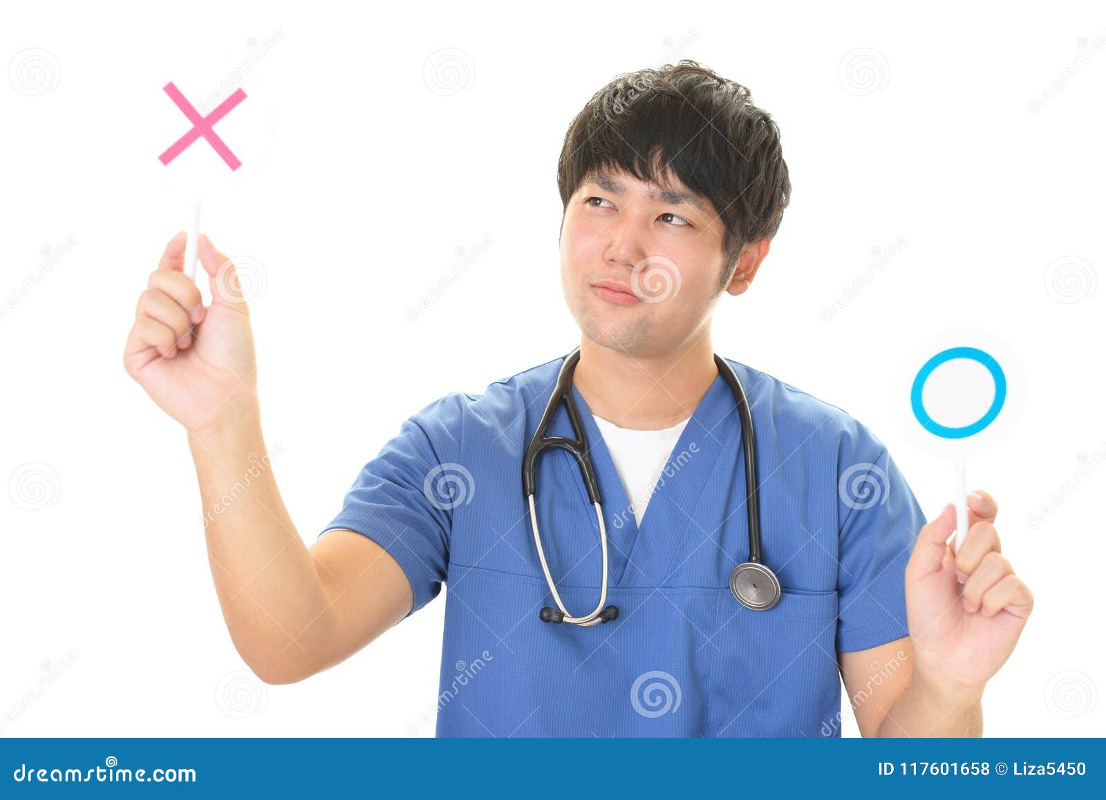 Asian Doctor with a Yes or No Sign Stock Photo - Image of clean, face ...