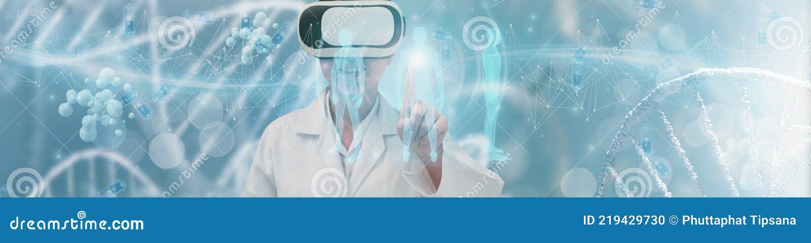 Asian Doctor or Scientist Using VR Goggle,smart Visual Interface Screen ...