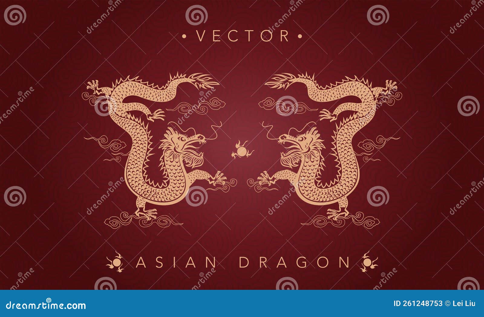 Asian Dragon Art Pattern Chinese Dragon Flying Art Stock Vector ...