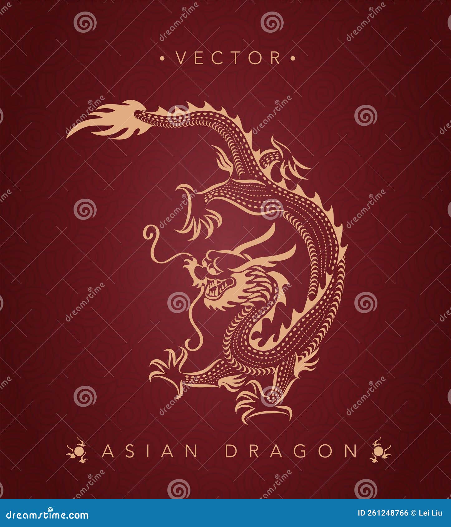 Asian Dragon Art Pattern Chinese Dragon Flying Art Stock Vector ...