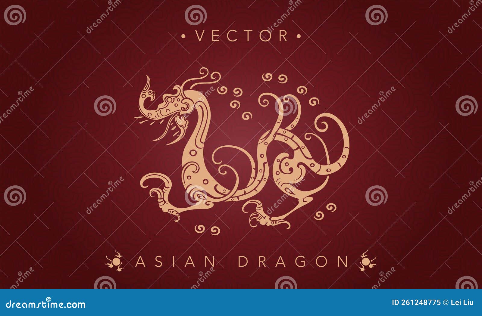 Asian Dragon Art Pattern Chinese Dragon Flying Art Stock Vector ...
