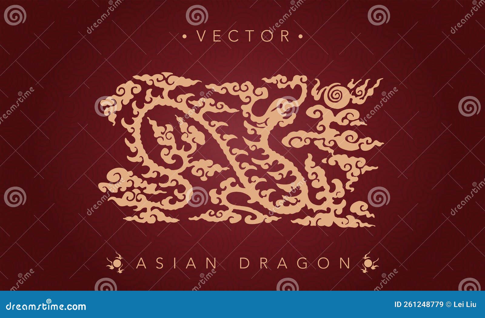 Asian Dragon Art Pattern Chinese Dragon Flying Art Stock Vector ...