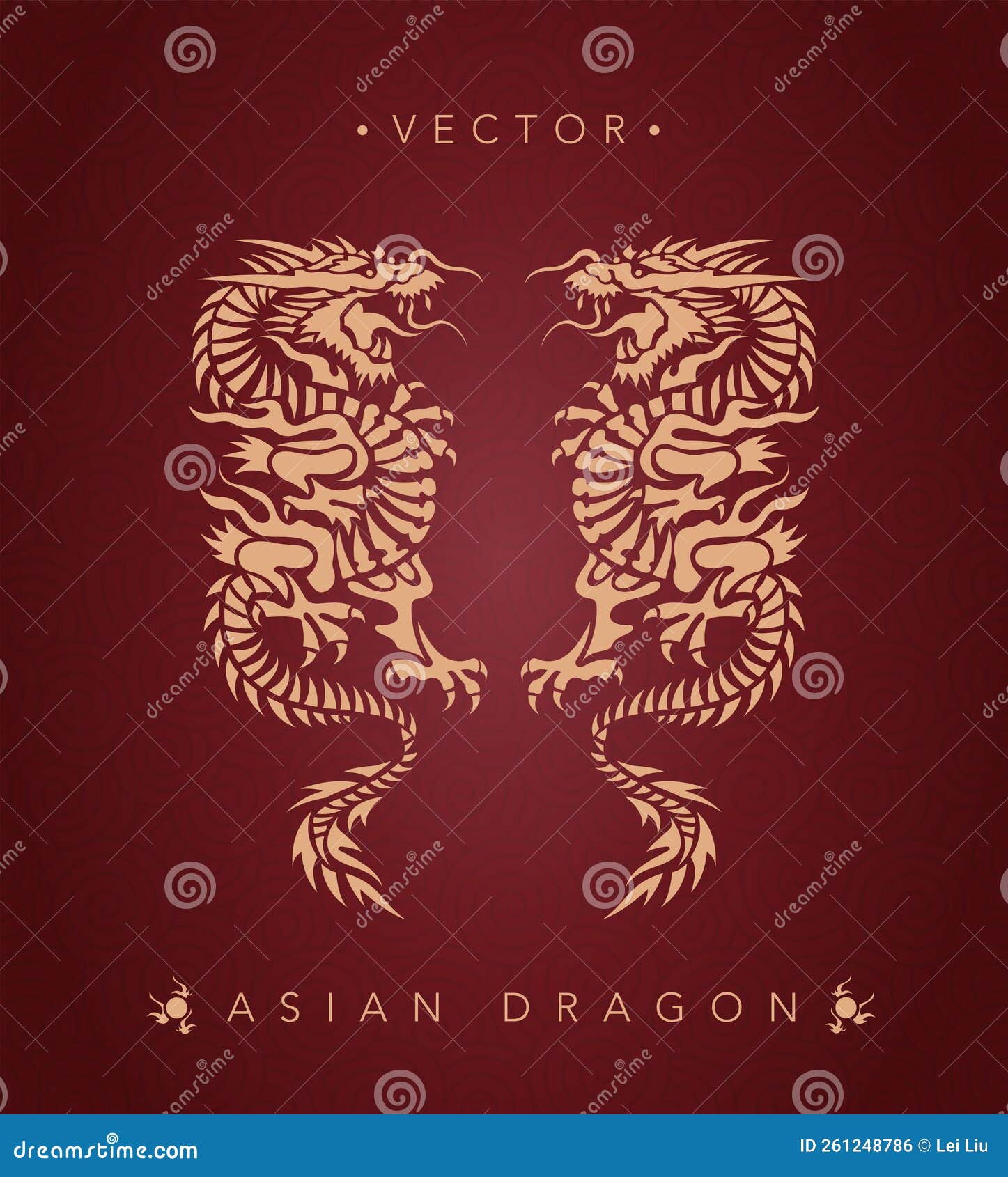 Asian Dragon Art Pattern Chinese Dragon Flying Art Stock Vector ...