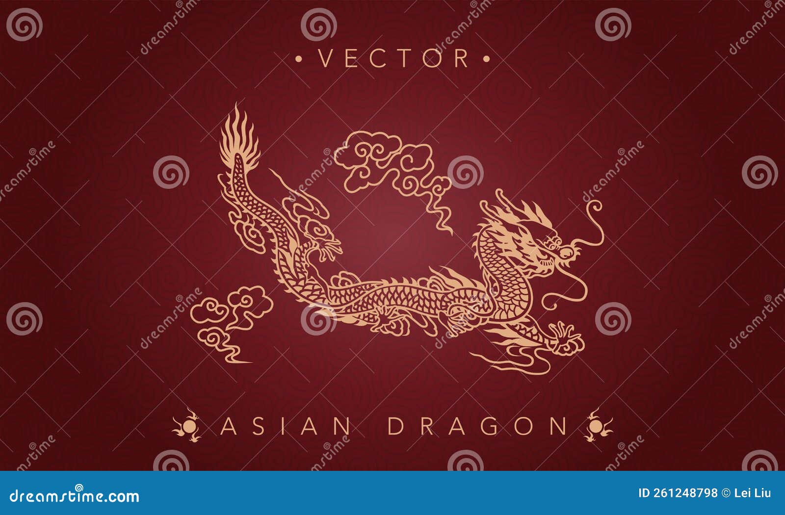 Asian Dragon Art Pattern Chinese Dragon Flying Art Stock Vector ...
