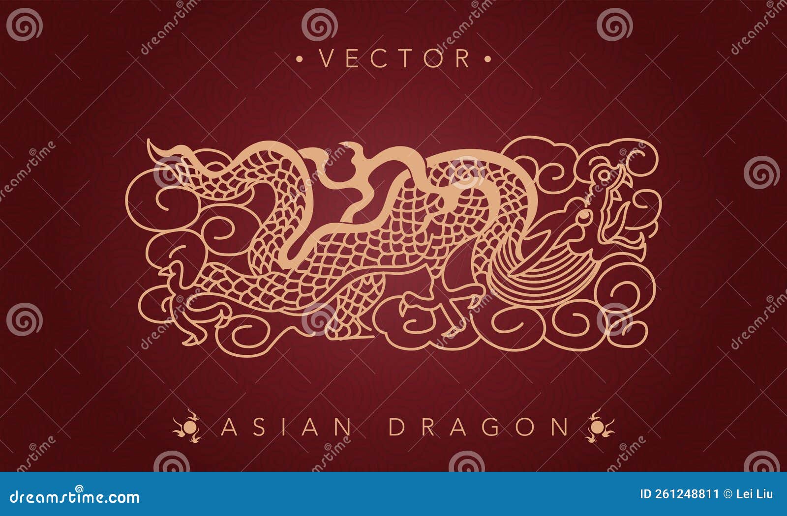 Asian Dragon Art Pattern Chinese Dragon Flying Art Stock Vector ...