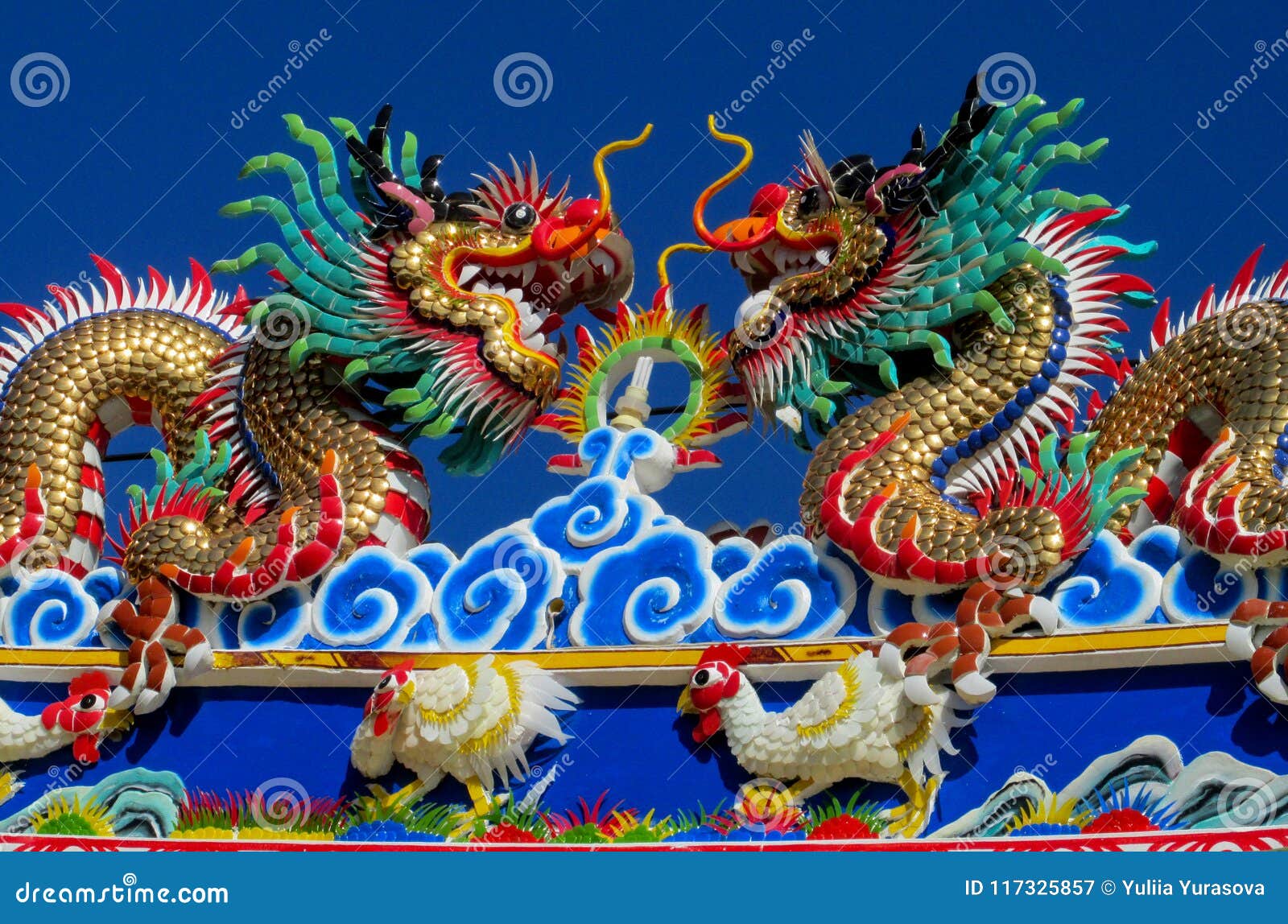 Asian Dragon in the Chinese Temple Stock Image - Image of asia, dragon ...