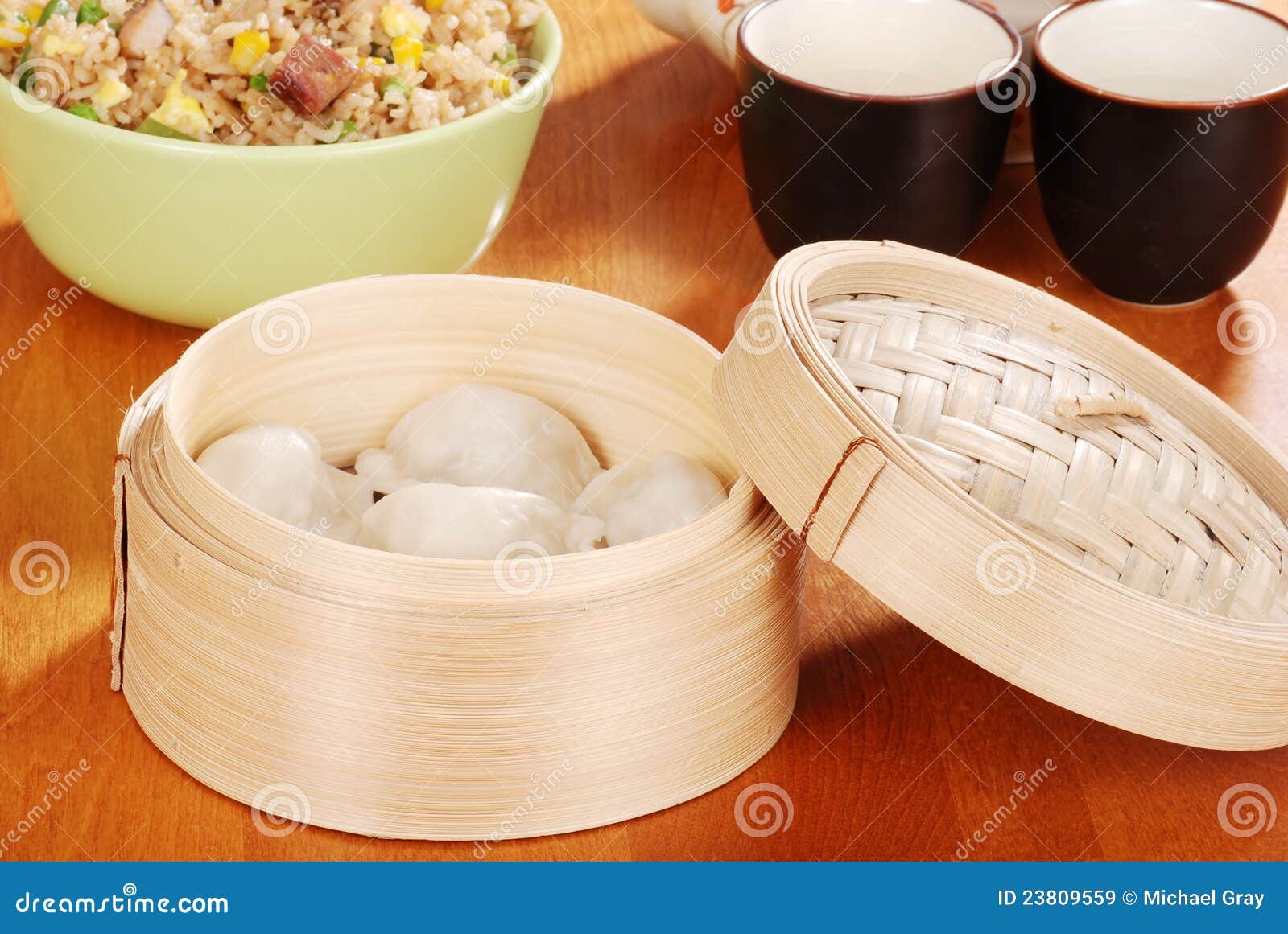 Asian Dumpling in Bamboo Basket Stock Image - Image of asian, oriental ...