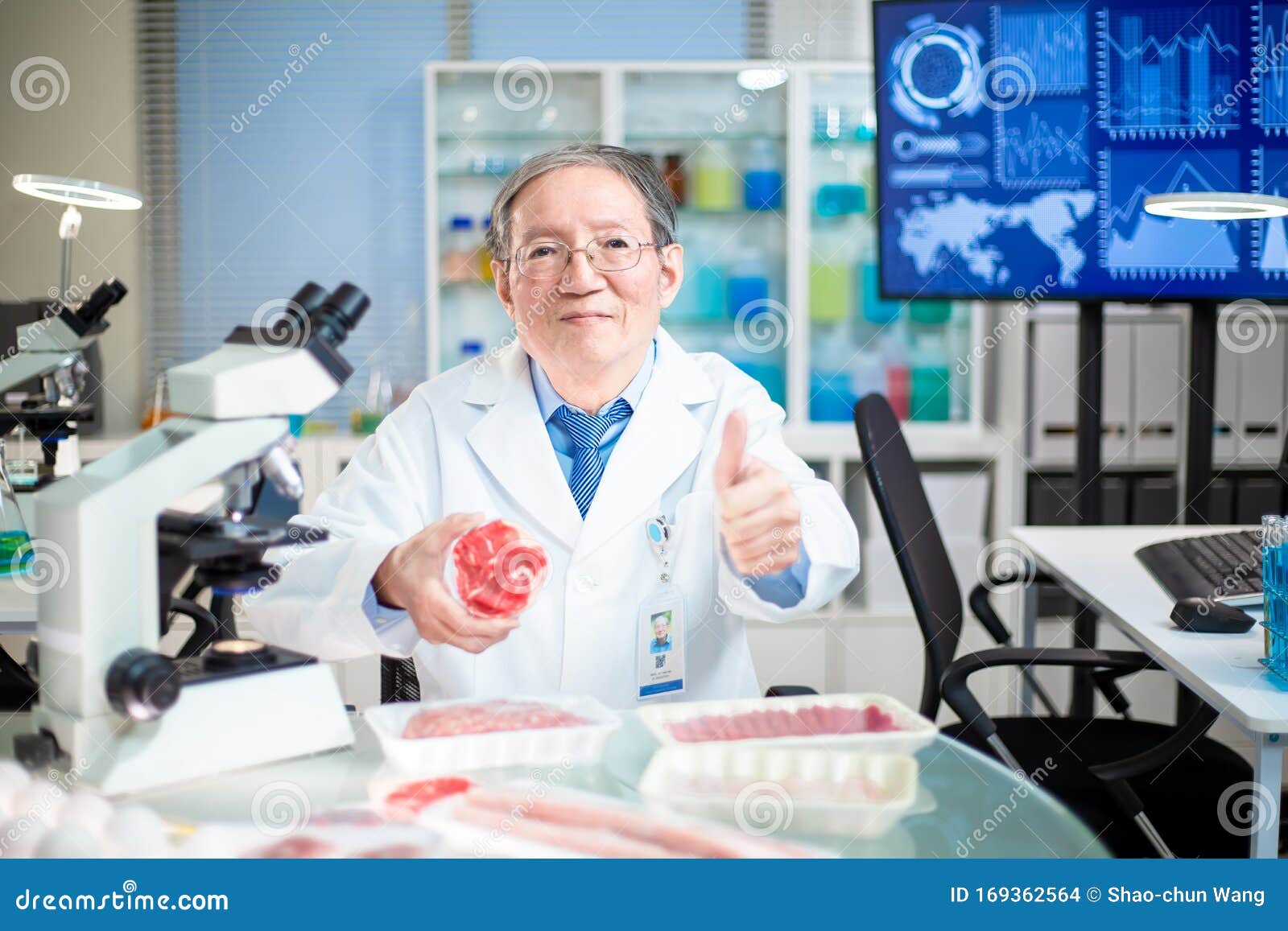 Elder Scientist Take Meat Sample Stock Photo - Image of food, asia ...