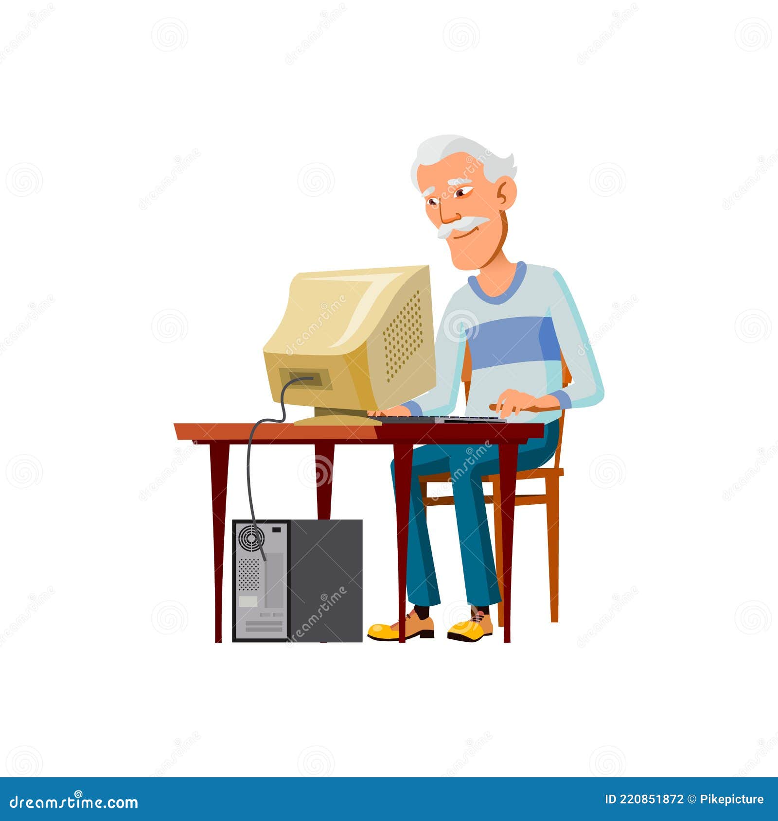 Asian Elderly Man Searching Information in Internet on Computer Cartoon ... Asian Elderly Man Searching Information in Internet on Computer Cartoon ...