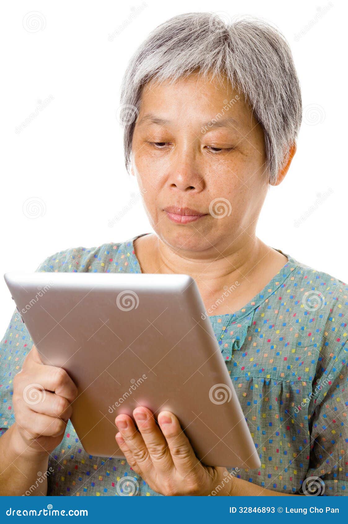Asian elderly using tablet stock image. Image of computer - 32846893