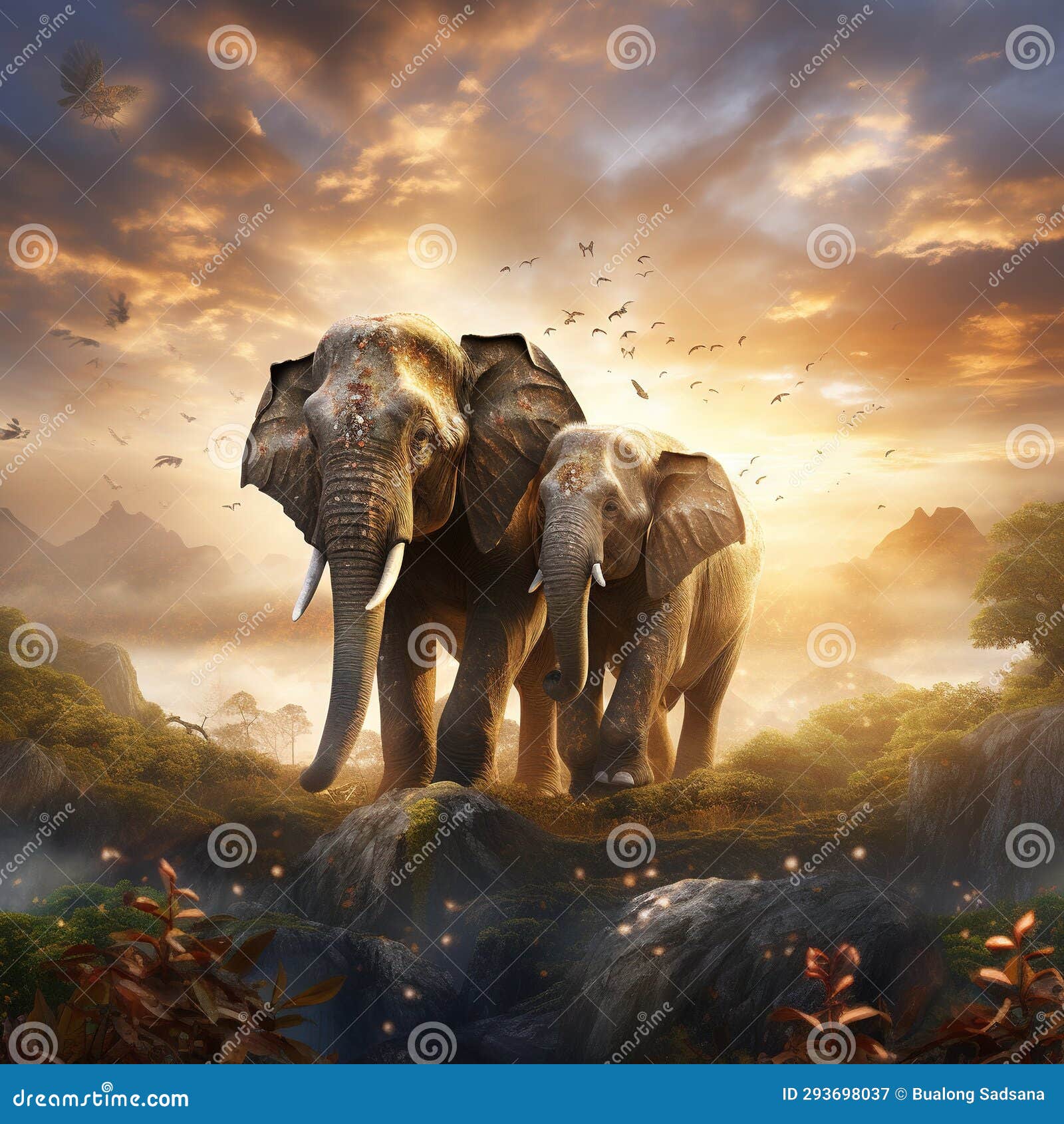Asian Elephant Guard Animal Vector Illustration Transparent Background ...