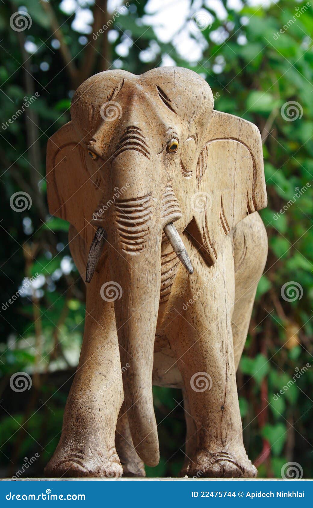 Asian Elephant Carve Made by Wood Stock Photo - Image of decoration ...