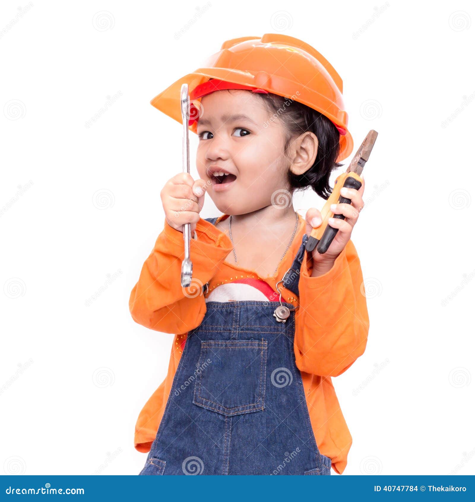 Asian Engineer Baby with Tools in Hand Stock Photo - Image of carpenter ...