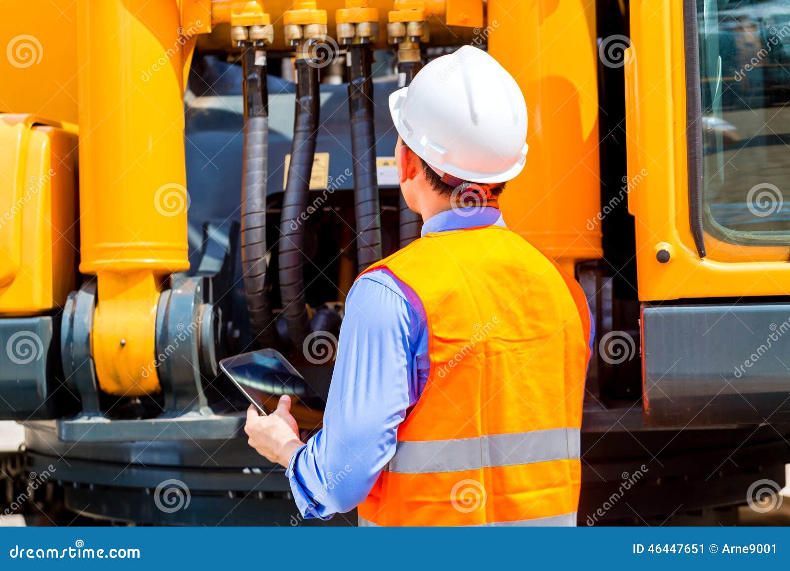 Asian Engineer Checking Machine Stock Image - Image of hardhat, helmet ...