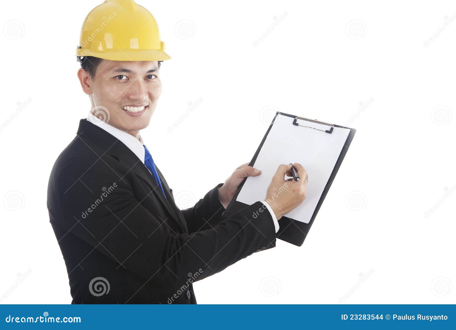 Asian Engineer with Paper Work Stock Photo - Image of chinese, foreman ...