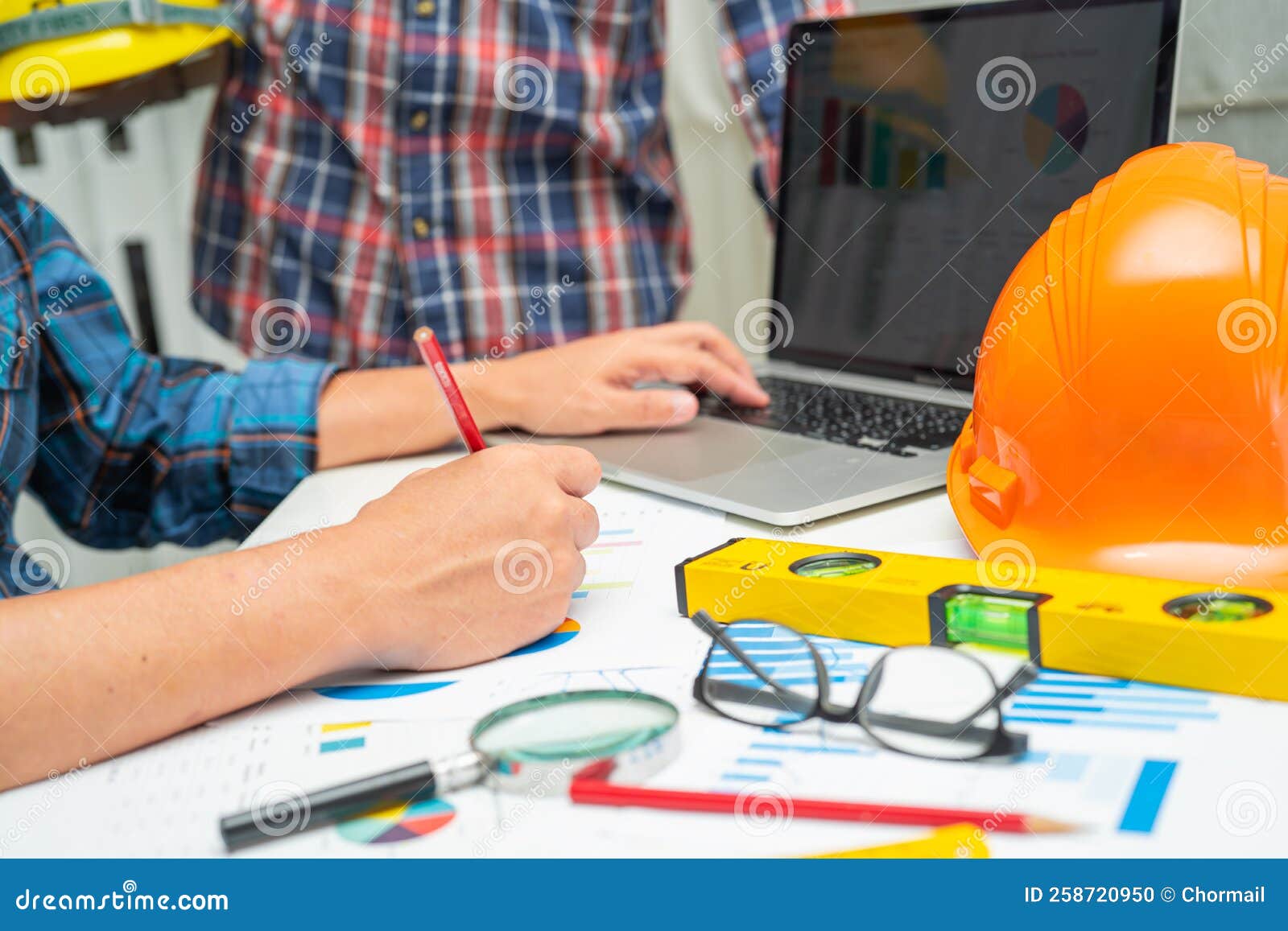 Asian Engineer and Partner Team Learn and Talk with House Plan Project ...