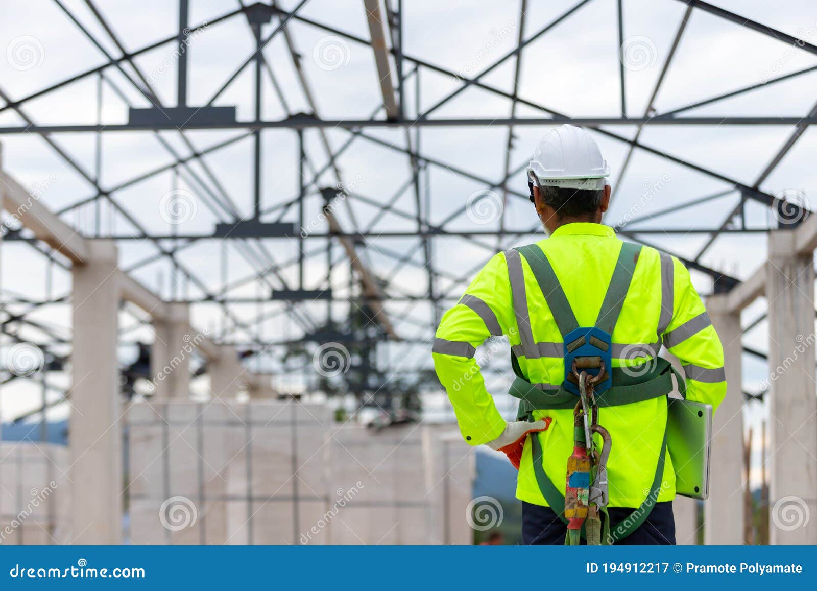 Asian Engineer Technician Watching Construction Control in the ...