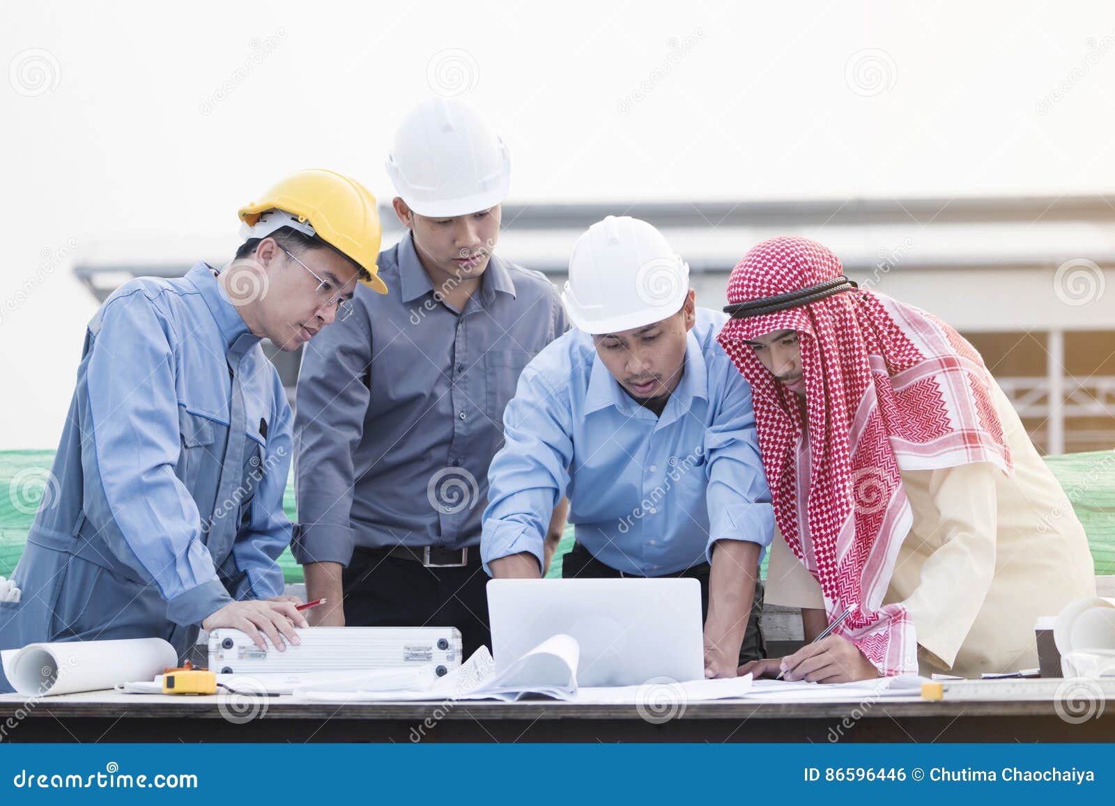 Asian Engineers Were Consulted Together and Plan in Construction Stock ...
