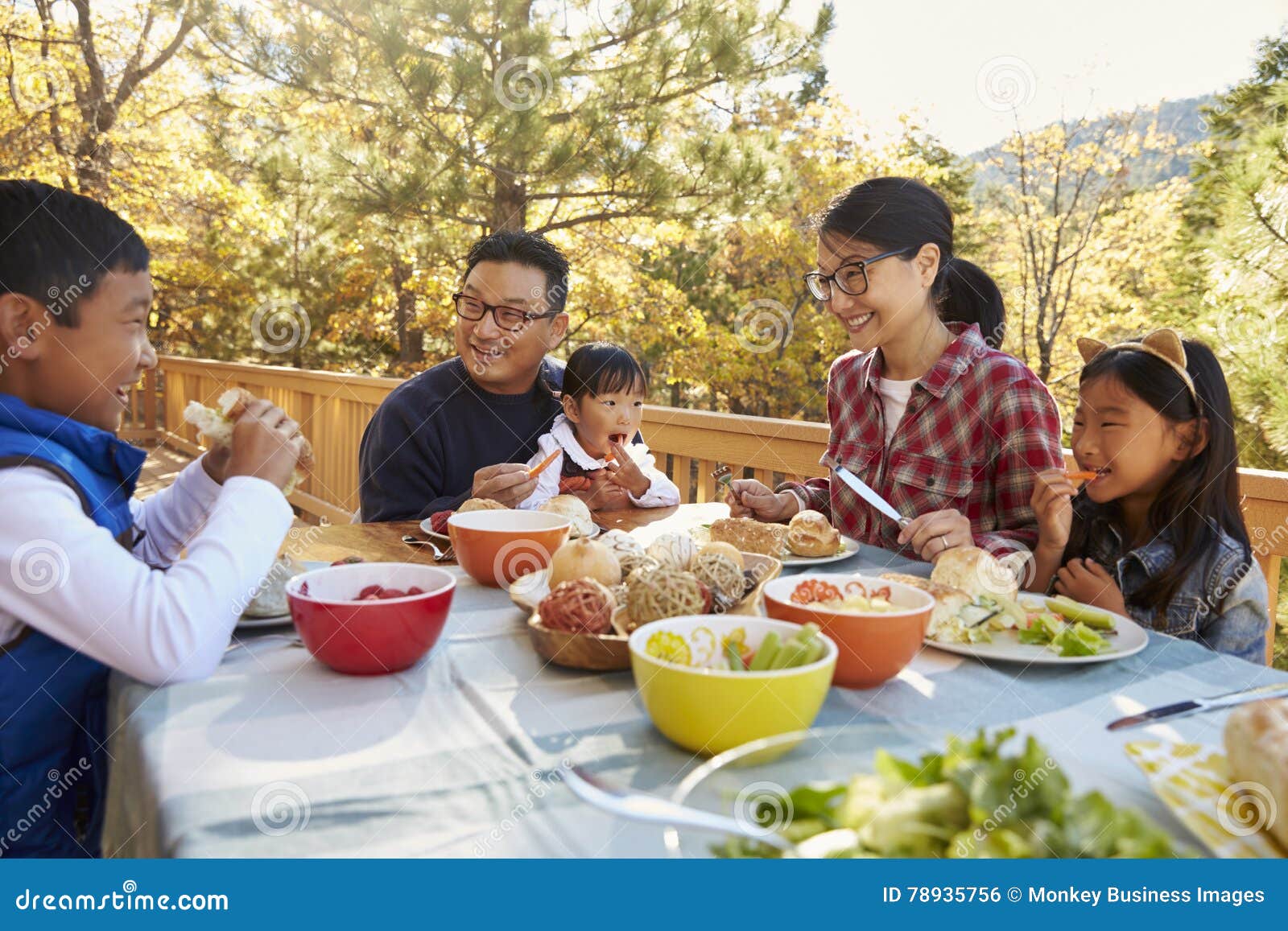 Family Eating Outside