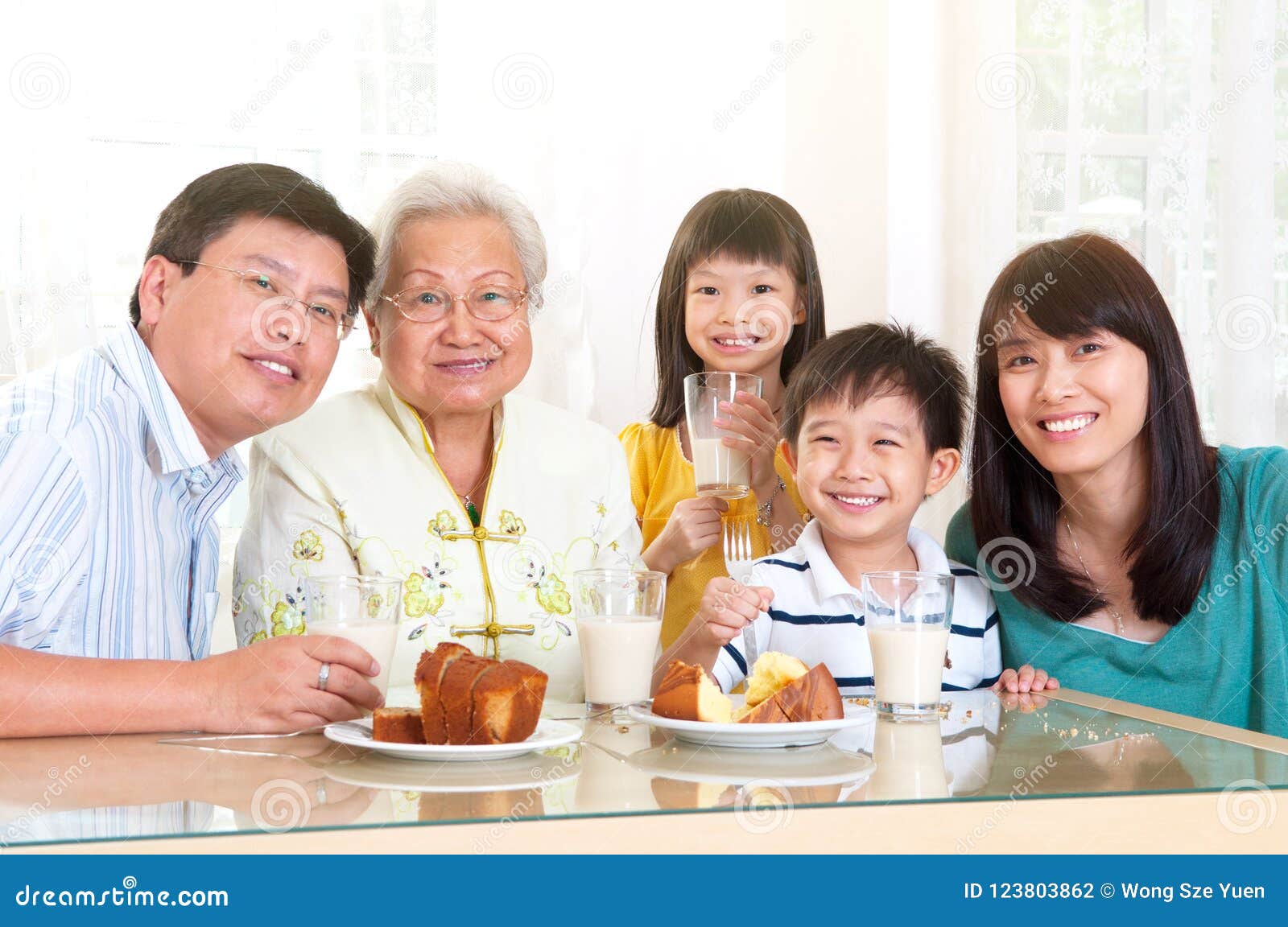 Asian Family Enjoyed Tea Time Stock Photo - Image of grey, care: 123803862