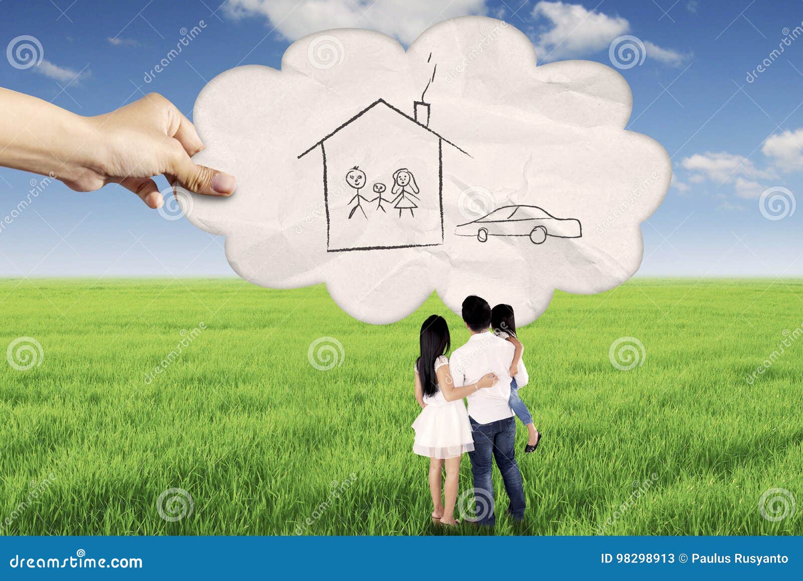 Asian Family Thinking Their Dream Stock Image - Image of kids, adult ...