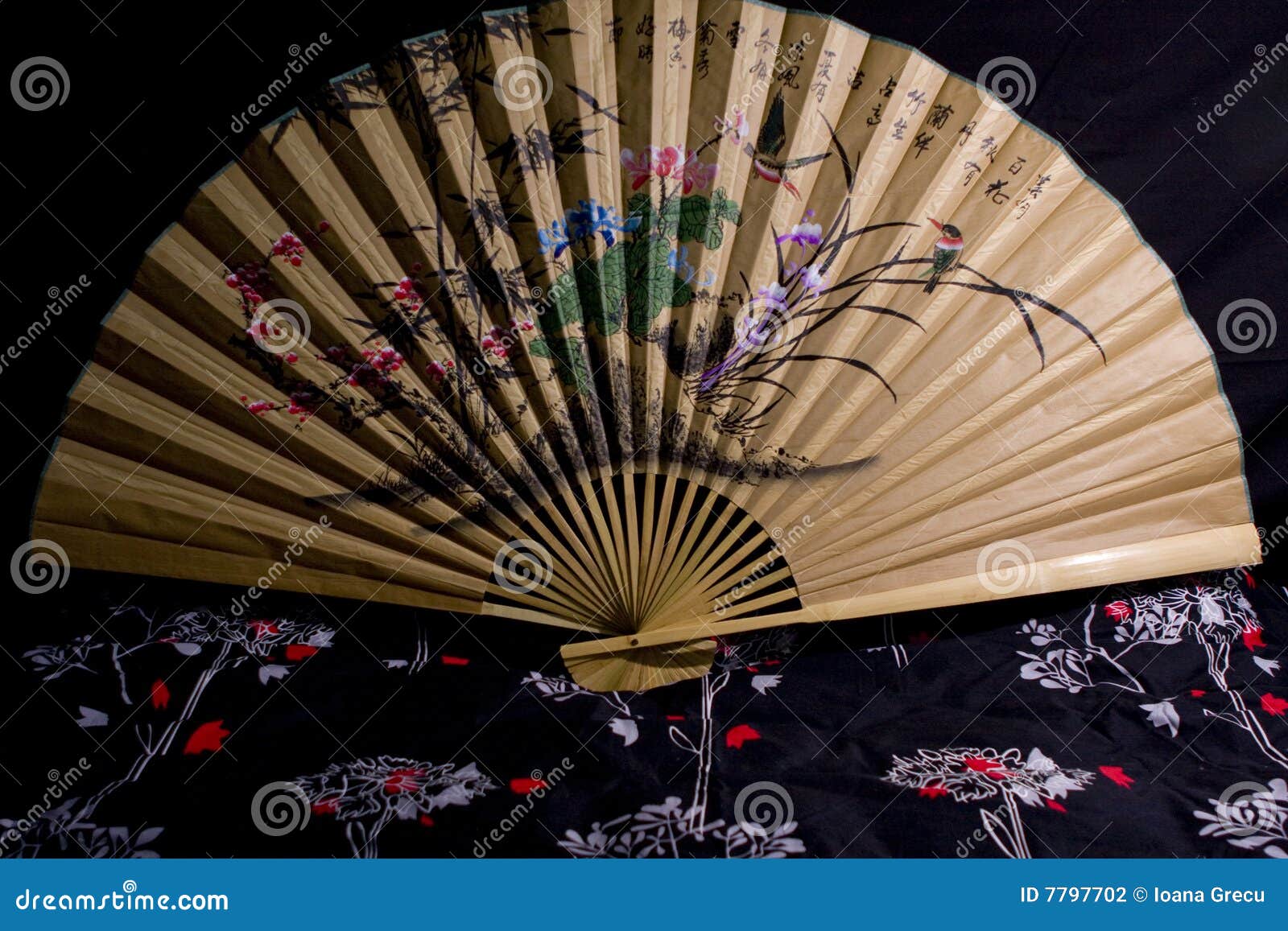 Asian fan stock photo. Image of decoration, kanji, black - 7797702