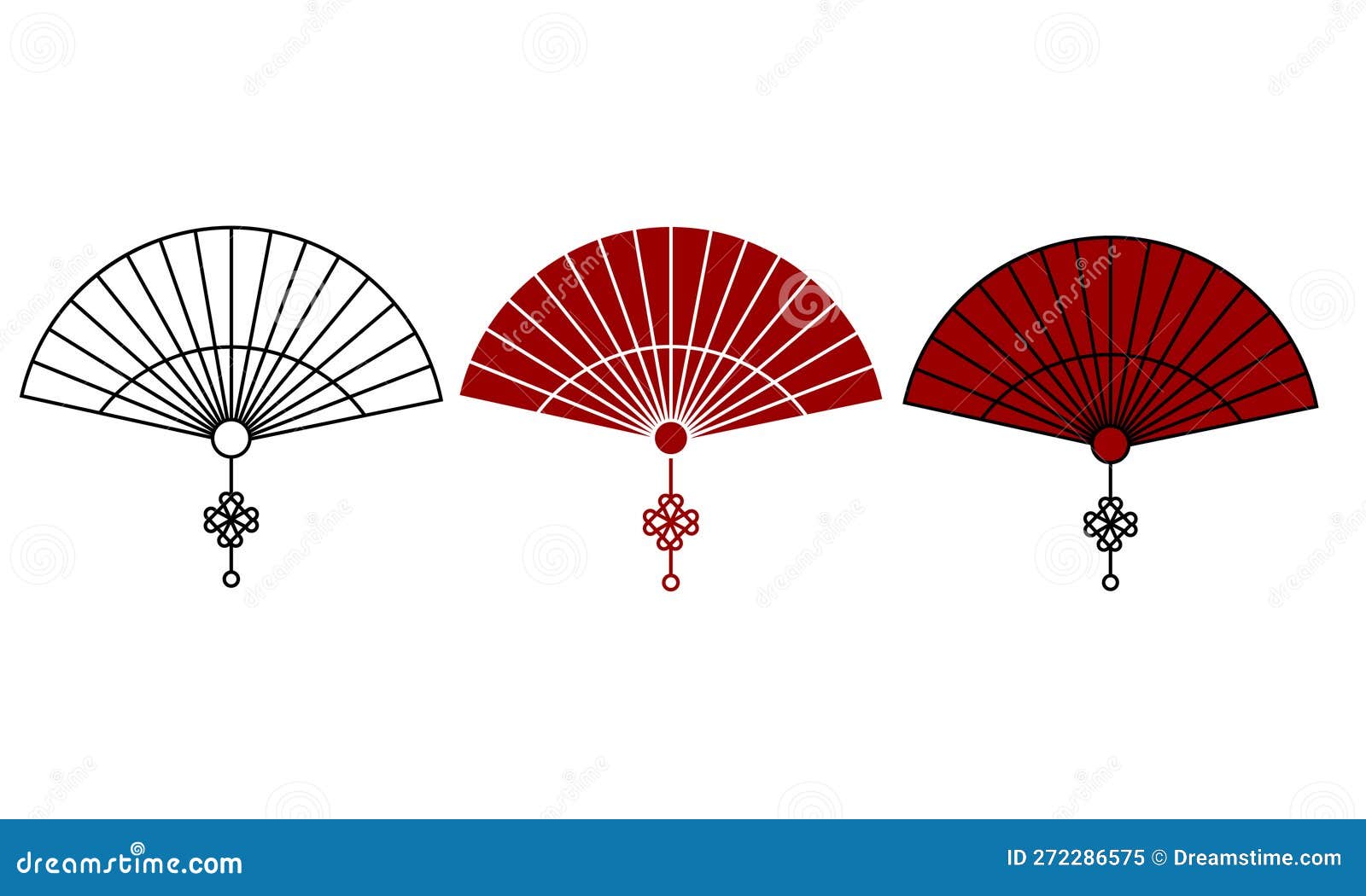 Asian Fans in Different Colors Stock Vector - Illustration of ...