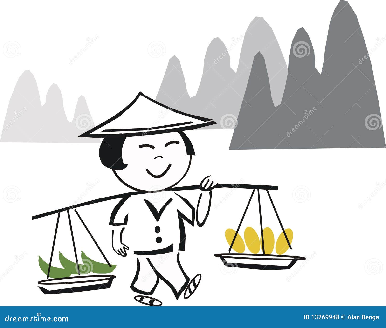 Asian Farm Rice Fields Vector Illustration Set, Cartoon Flat Farmer ...