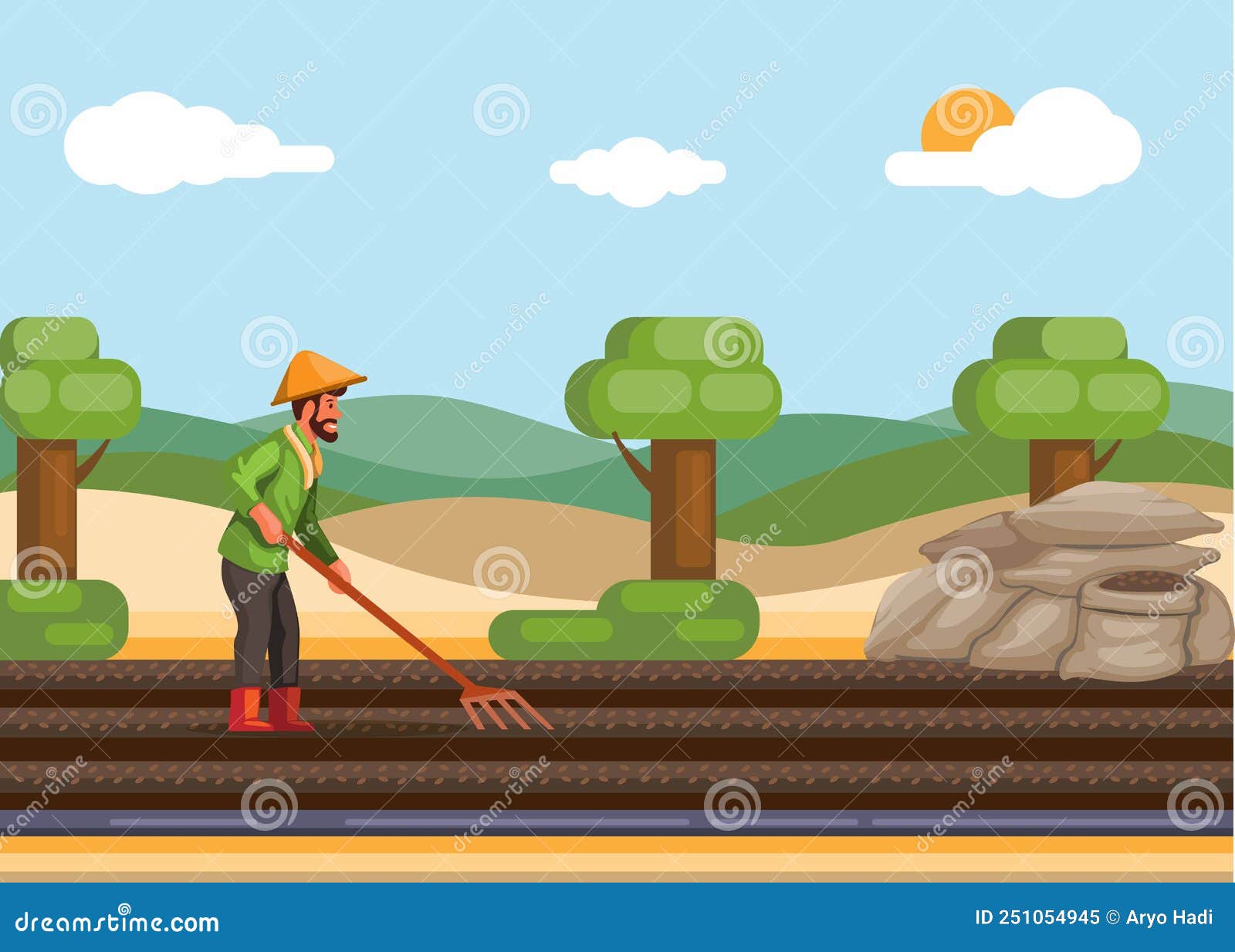 Asian Farmer Drying Coffee Beans, Traditional Coffee Bean Making ...