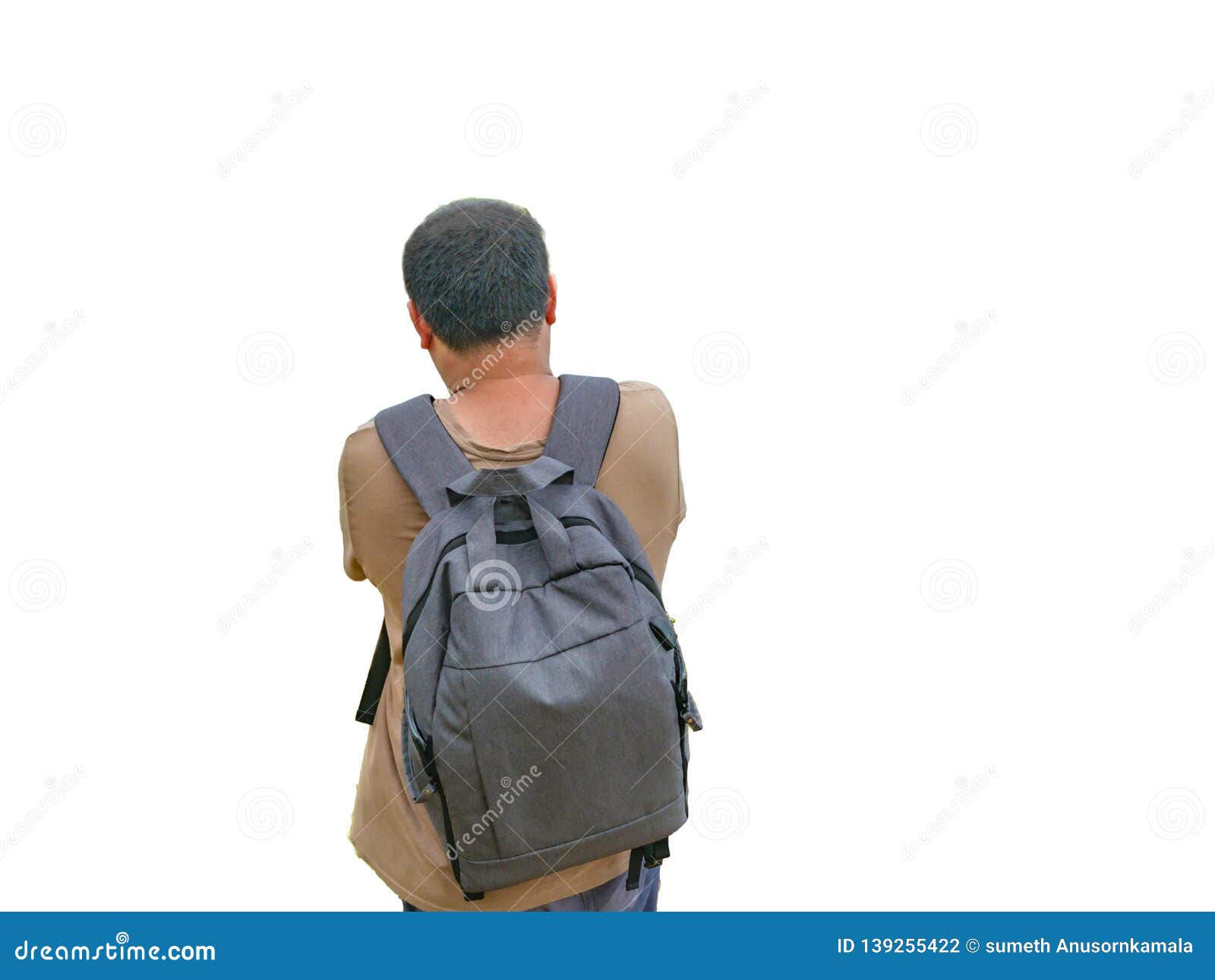 Asian Fat Backpacker on Isolated Stock Photo - Image of holiday ...