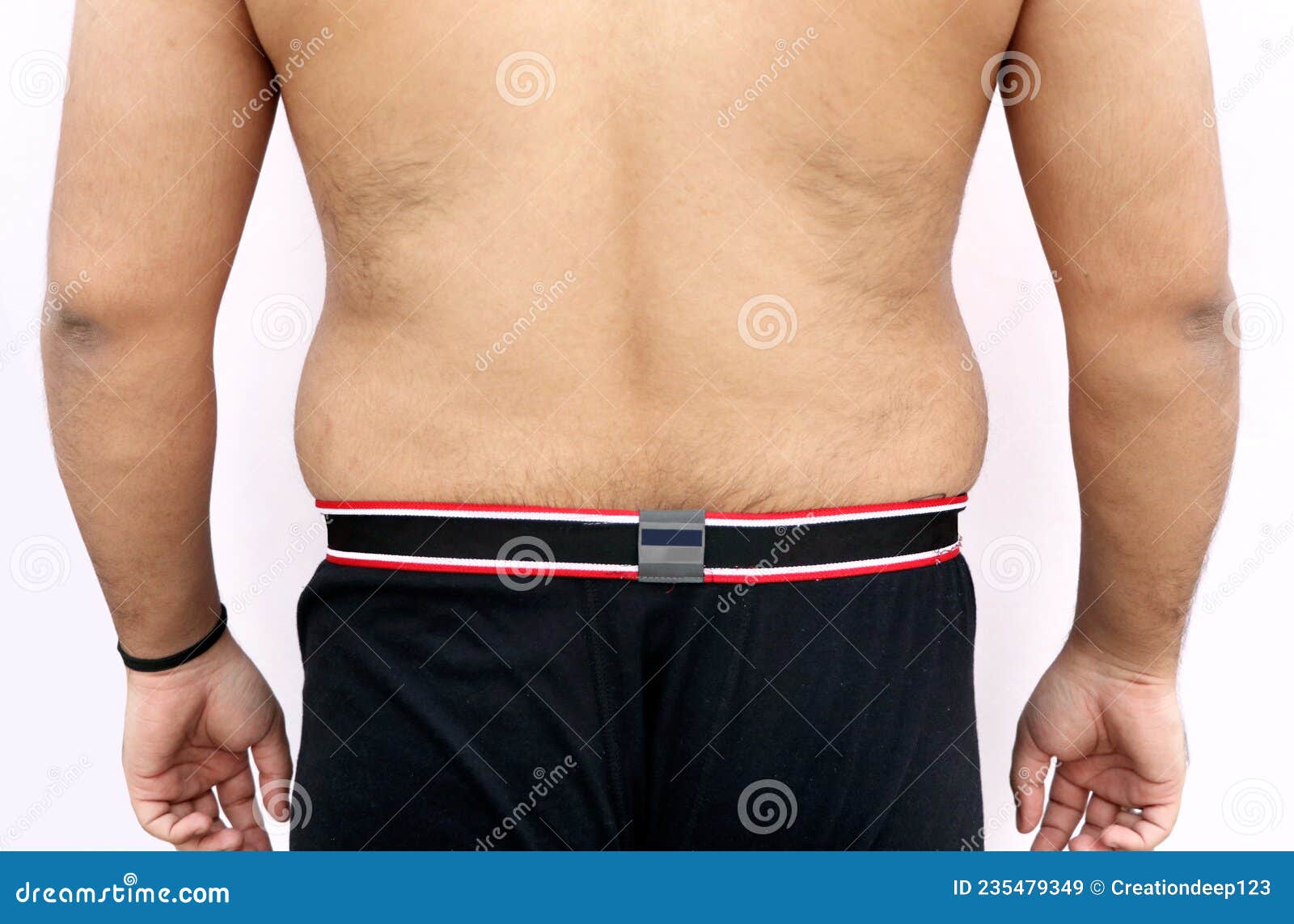 Asian Fat Man Back Side Isolated on White Stock Image - Image of side ...