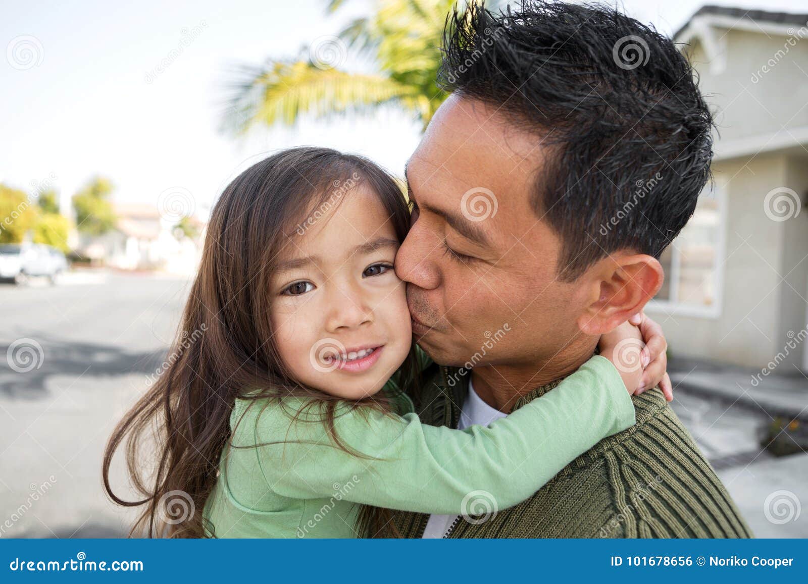 Asian Father with His Daughter. Stock Photo - Image of father ...