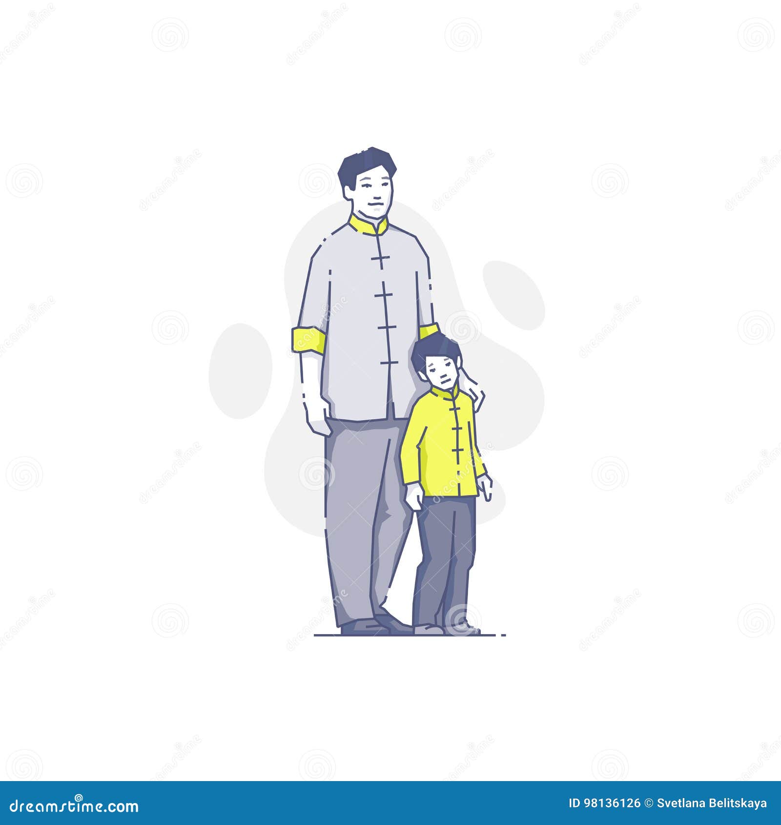 Asian father and son stock illustration. Illustration of element - 98136126