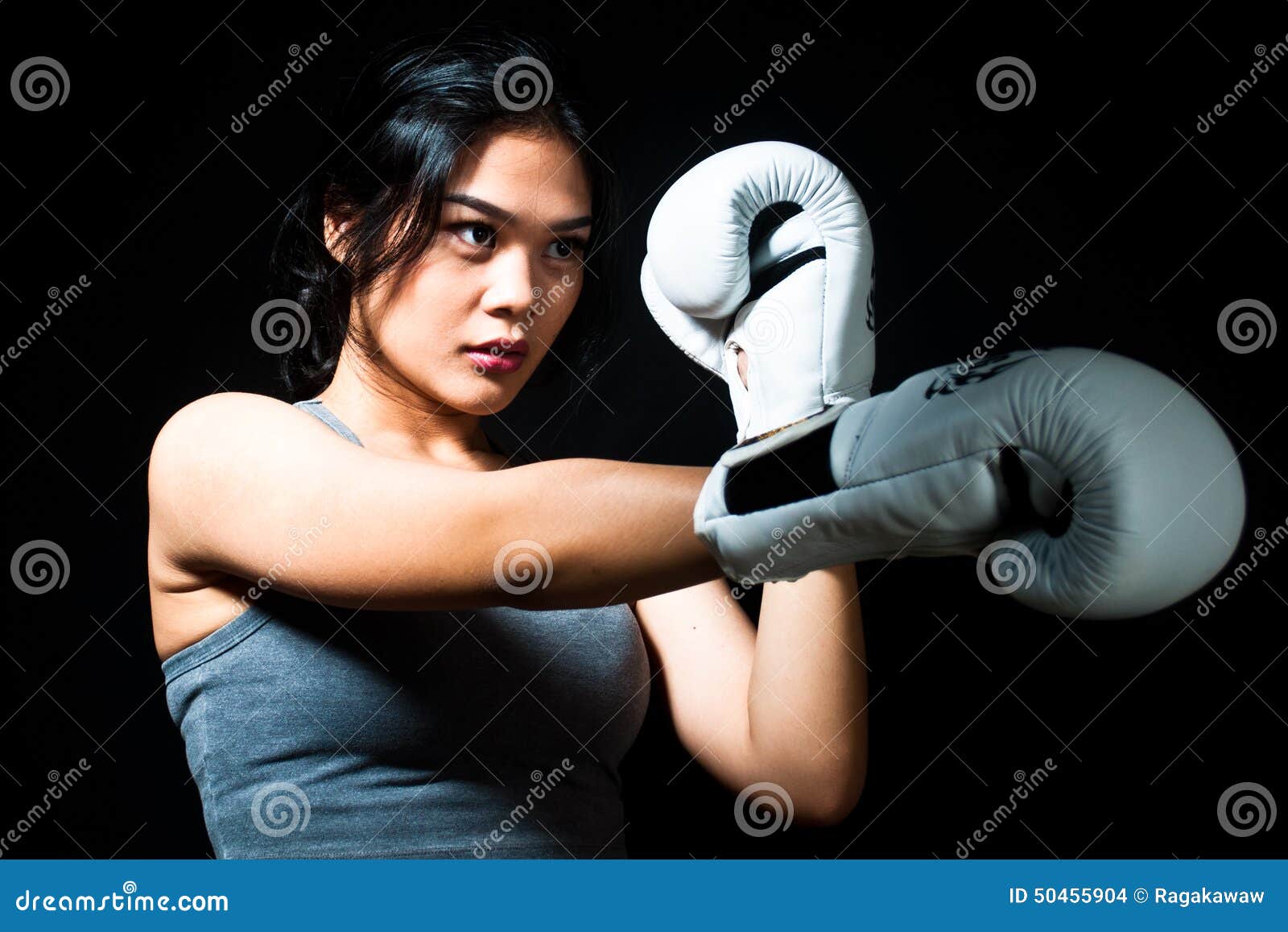 Asian Female Boxer stock photo. Image of muay, black - 50455904