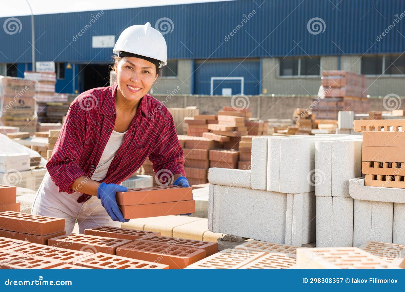 Asian Female Calculating Bricks before Selling Stock Image - Image of ...