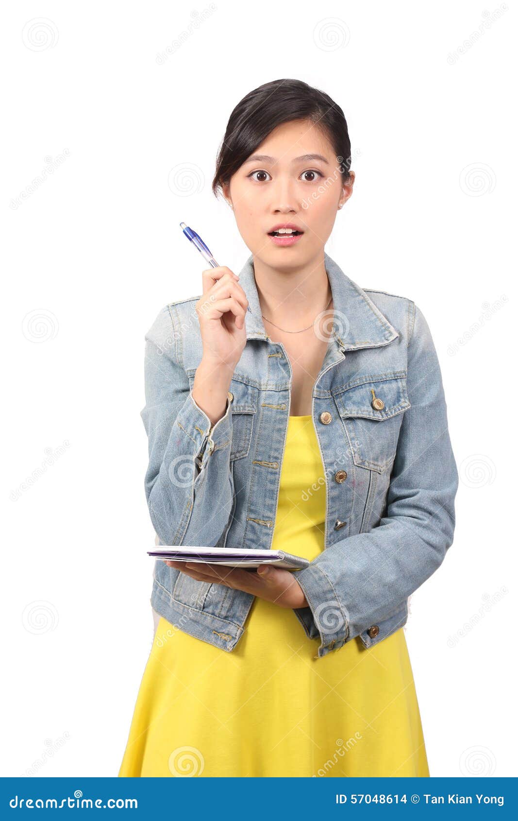 Asian Female College Student Getting an Idea Stock Photo - Image of ...
