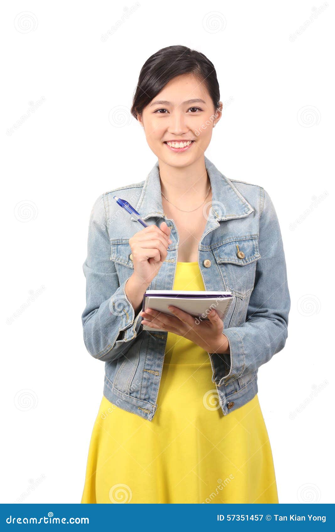 Asian Female College Student Taking Down Notes - Series 2 Stock Image ...