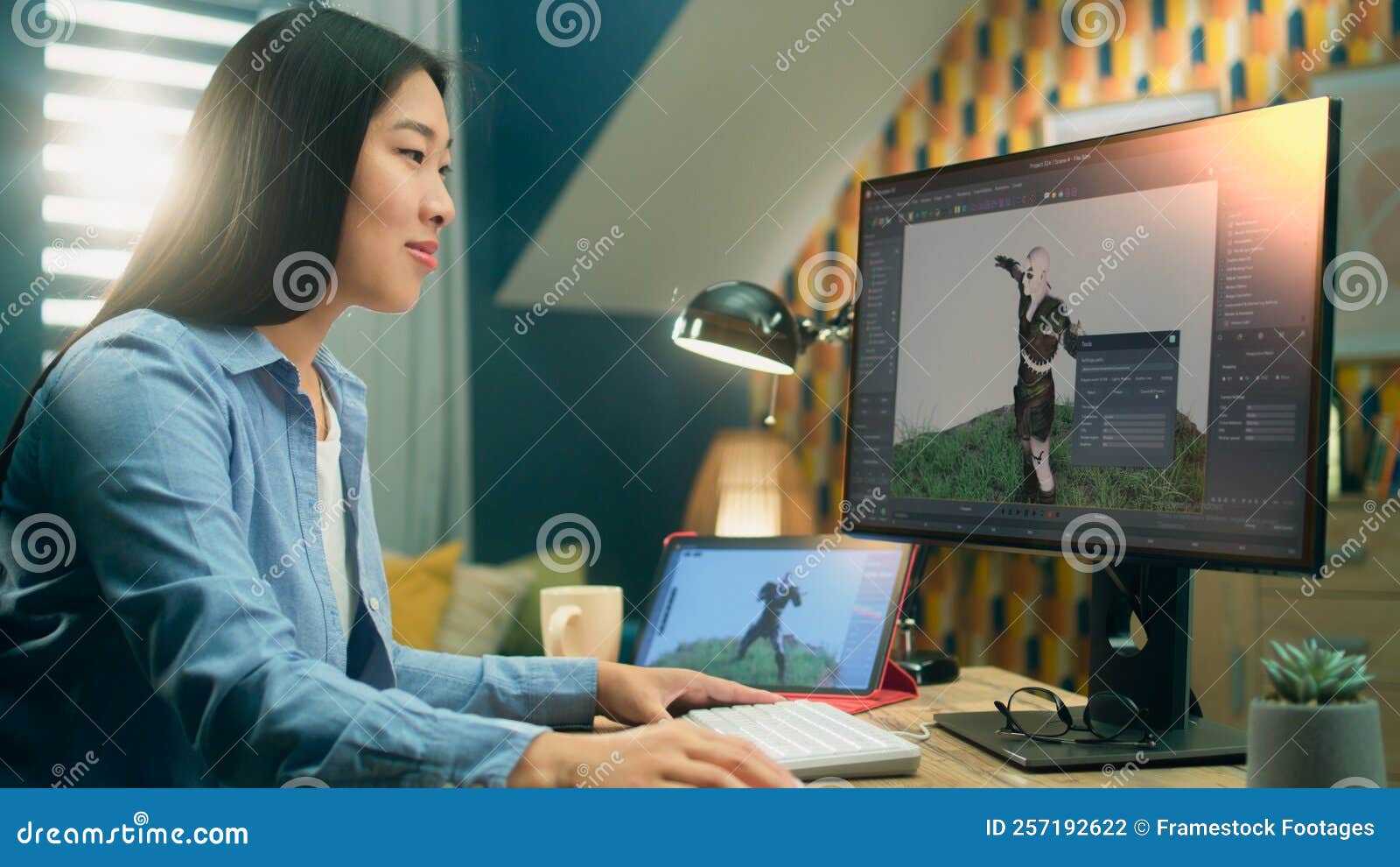 Woman Making 3D Animation for Video Game Stock Photo - Image of ...