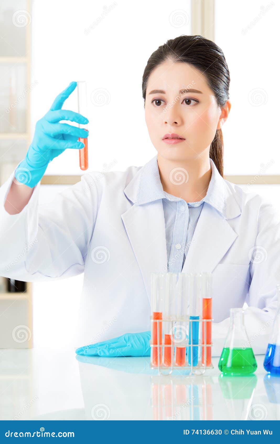 Asian Female Forensic Scientist Doing Research and Development Stock ...