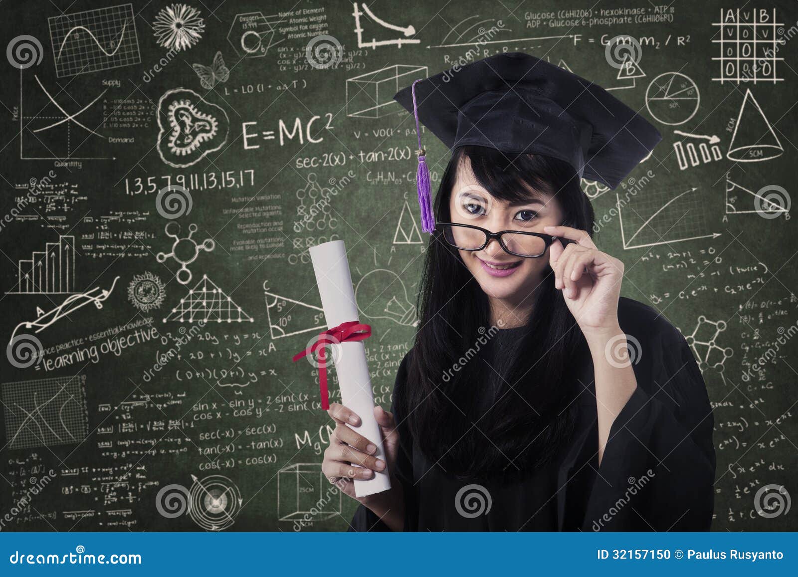 Asian Female Graduate in Class with Certificate Stock Photo - Image of ...