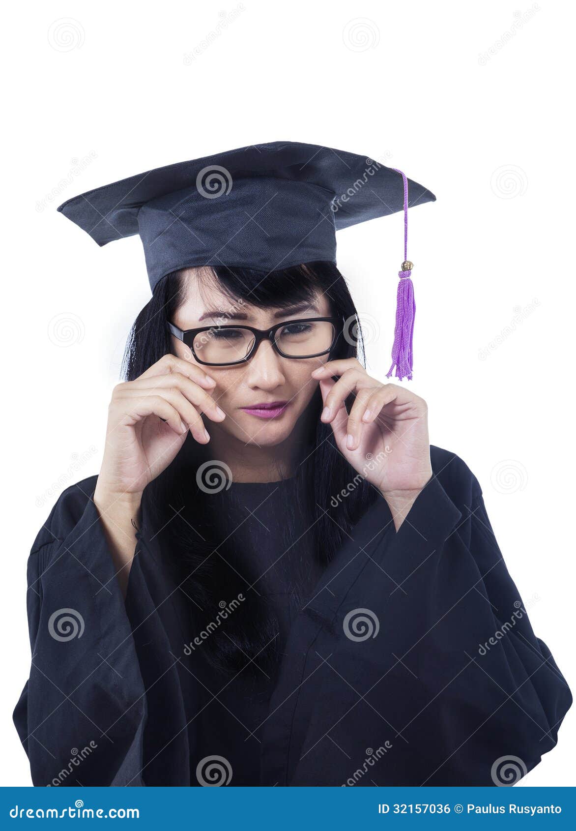 Asian Female Graduate Crying - Isolated Stock Photo - Image of copy ...