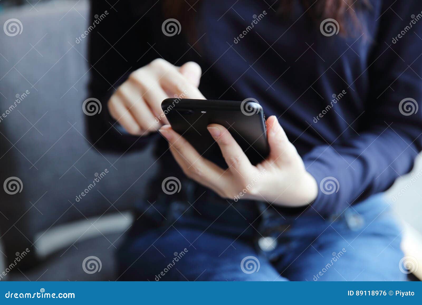 Asian Female with Hands Typing Text Message Stock Photo - Image of girl ...