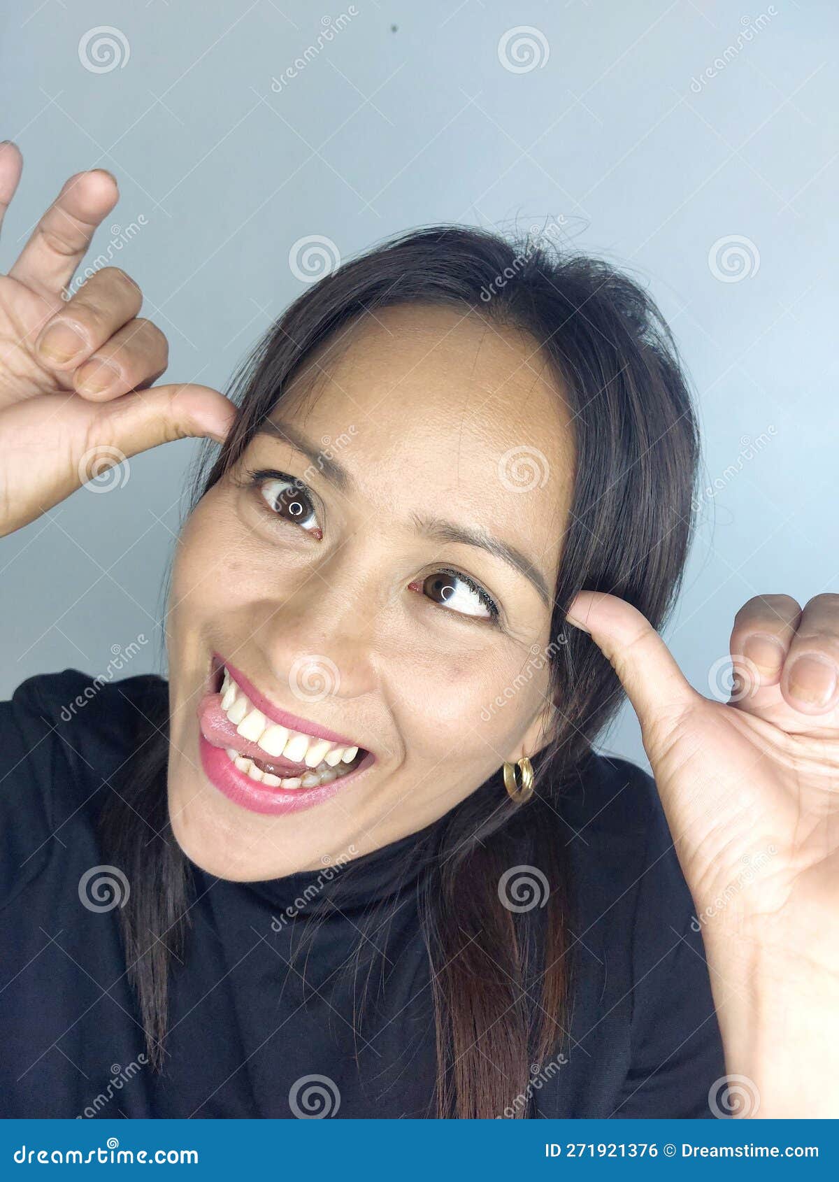 Asian Female Making Funny Faces Isolated Stock Photo - Image of silly ...