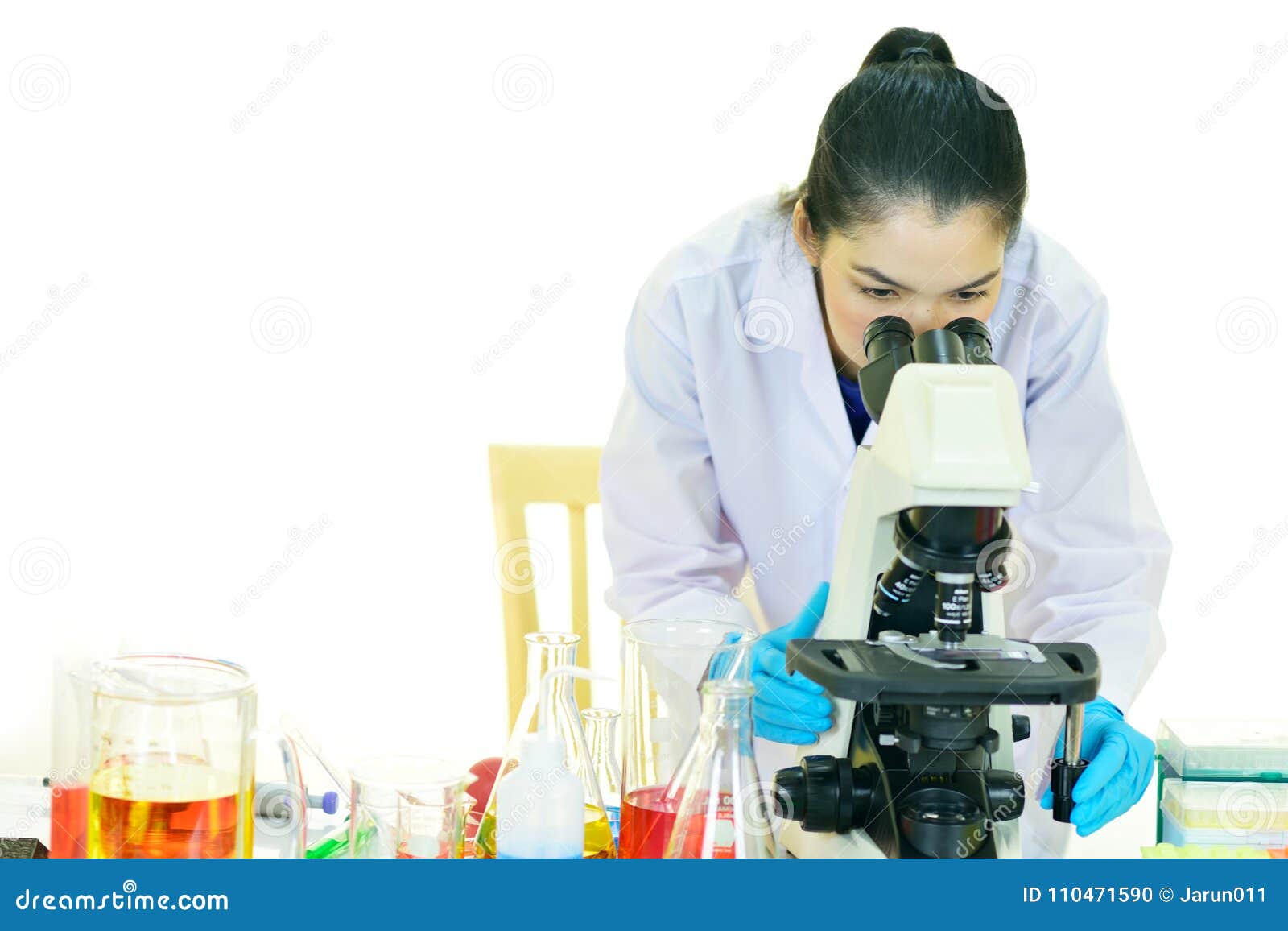 Medical Technologist Working with Microscope Stock Photo - Image of ...