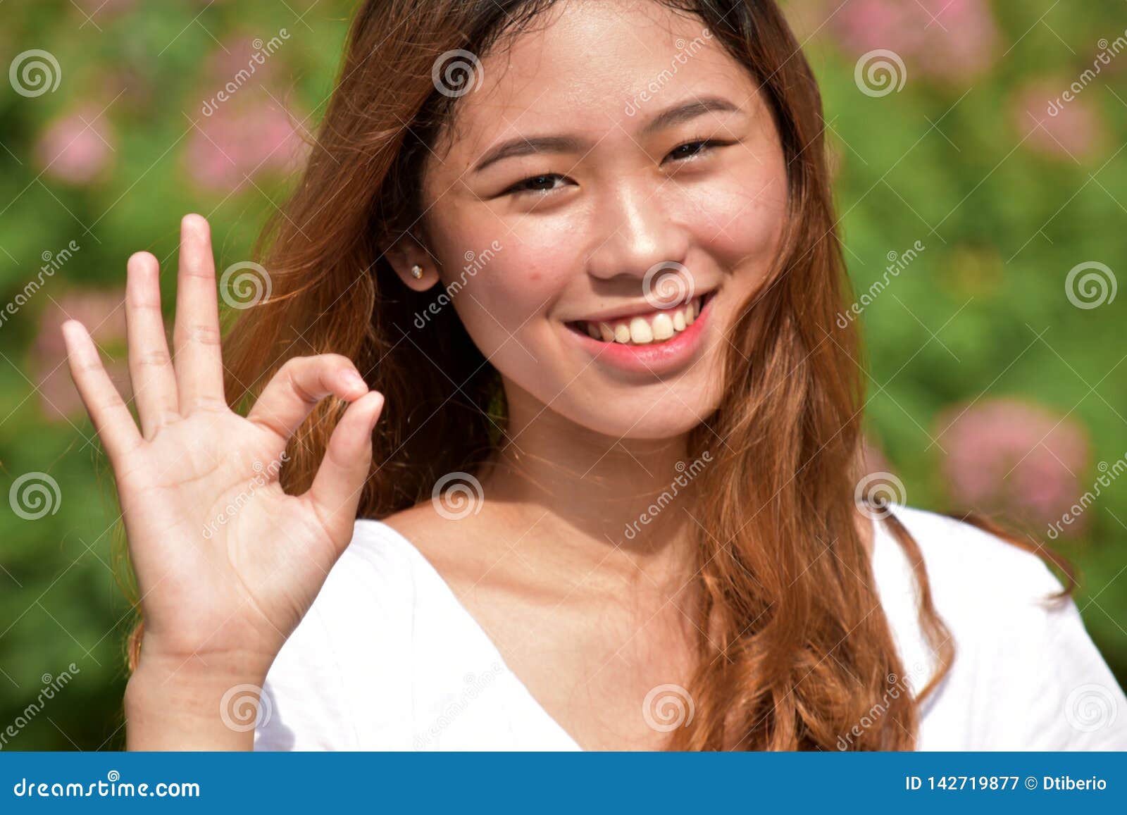 Asian Female and Okay Sign stock image. Image of asia - 142719877