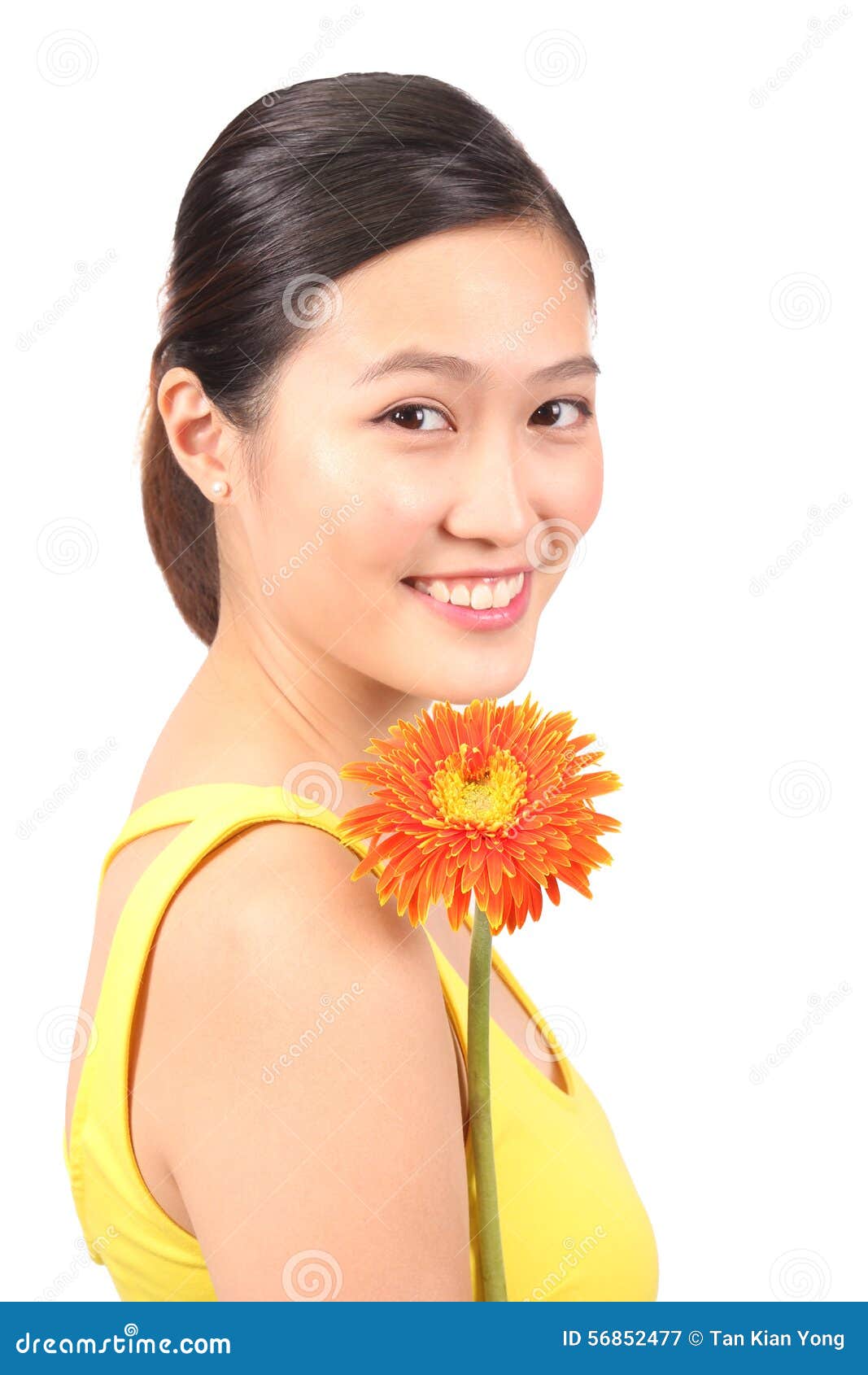 Asian Female Posing Daisy Flower - Series 3 Stock Image - Image of ...